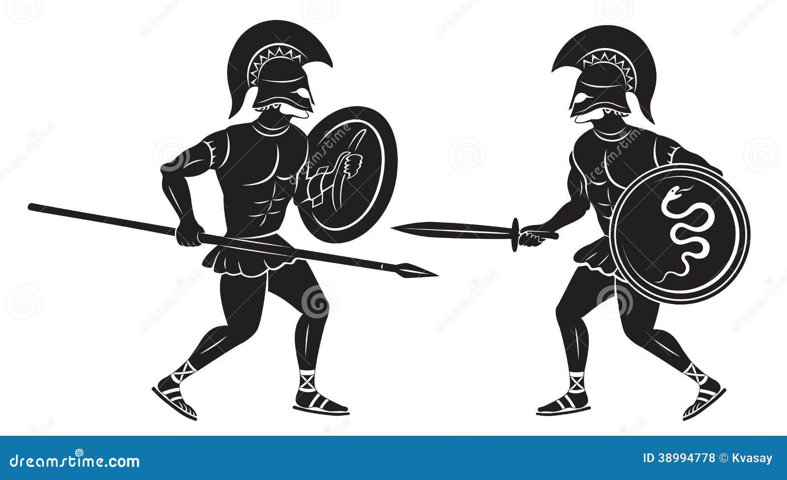 Two gladiators stock vector. Illustration of mural, spear - 38994778