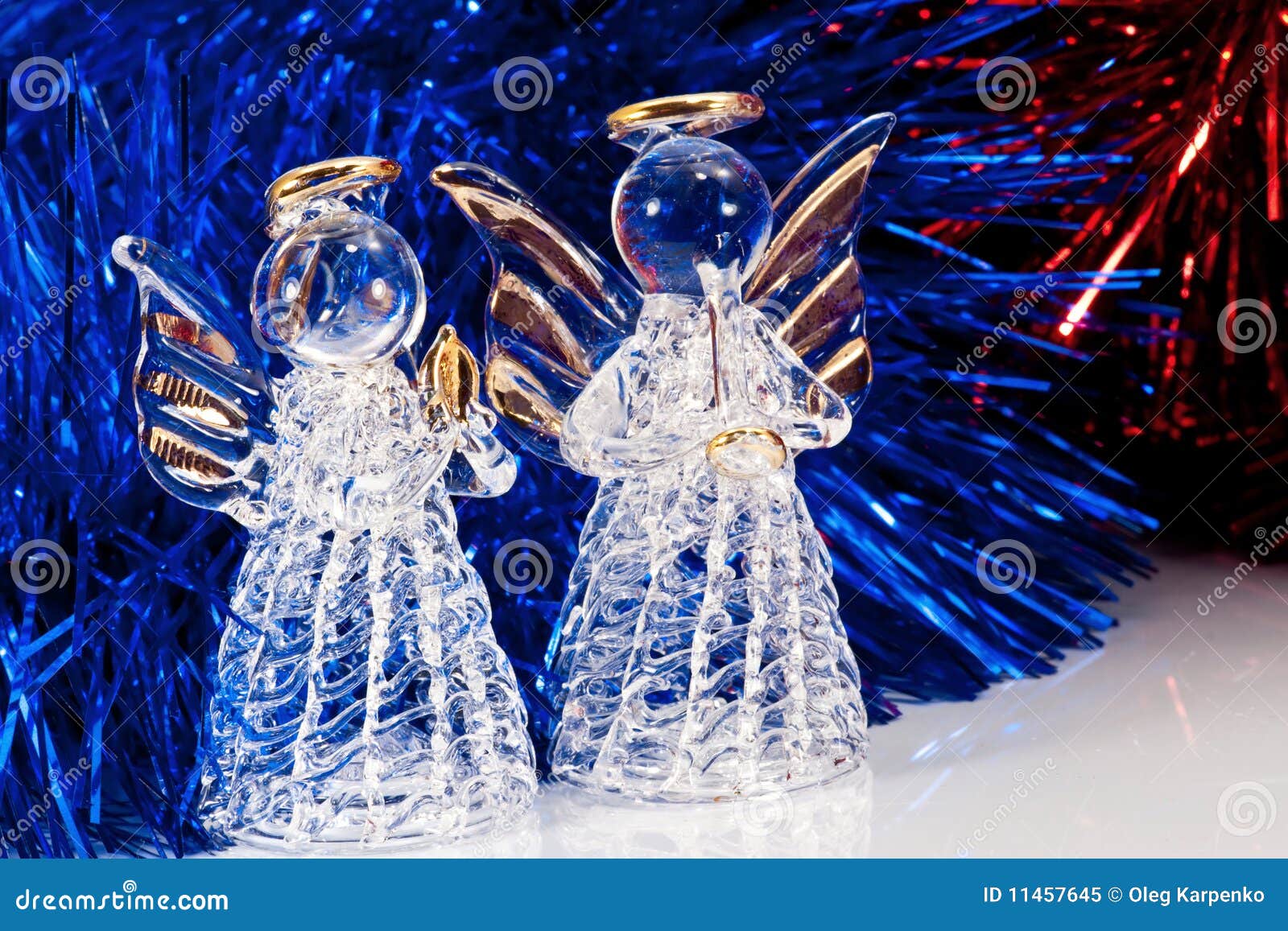 Two Glass Angel and Christmas Tree Stock Image - Image of sparkling ...