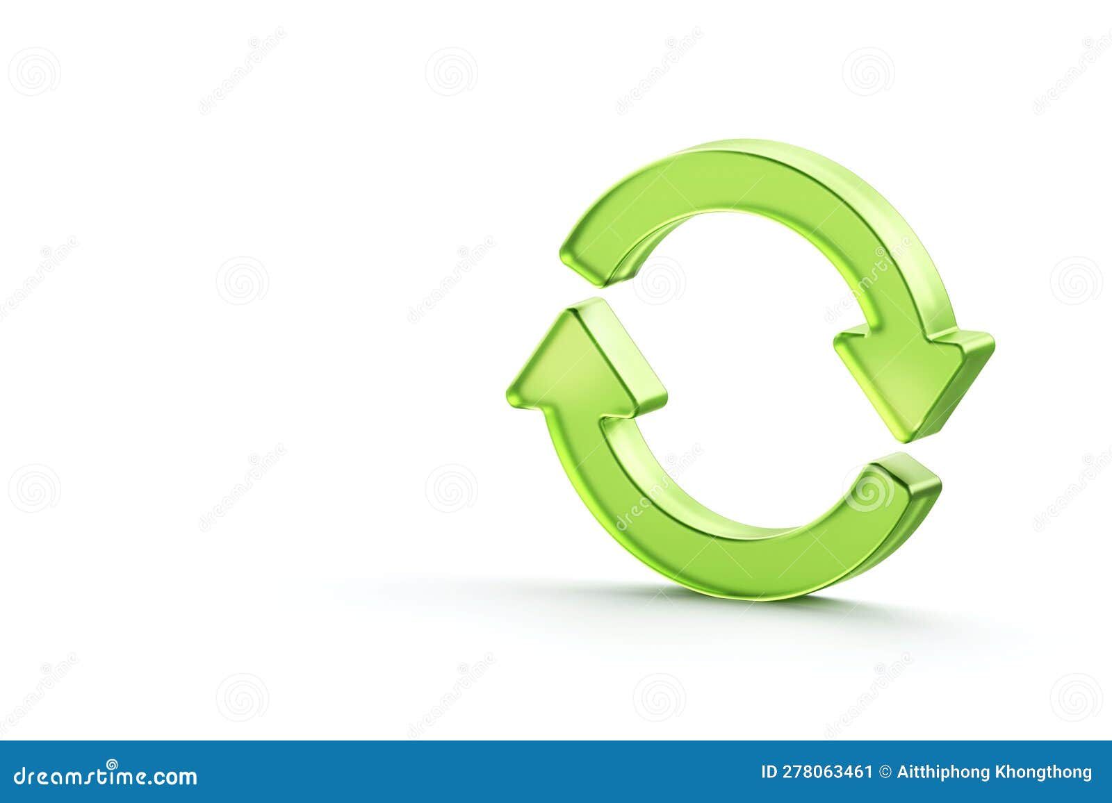 Two Glass Green Arrows Icon on White Background, Update Symbol. 3d ...