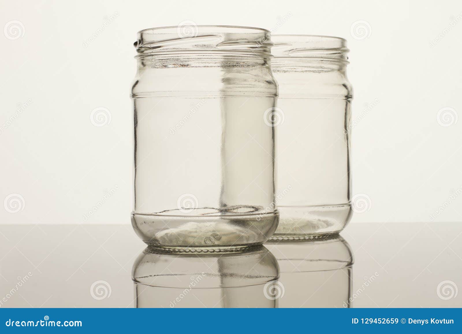 Two Glass Transparent Empty Jars. Stock Image - Image of canning, clear ...