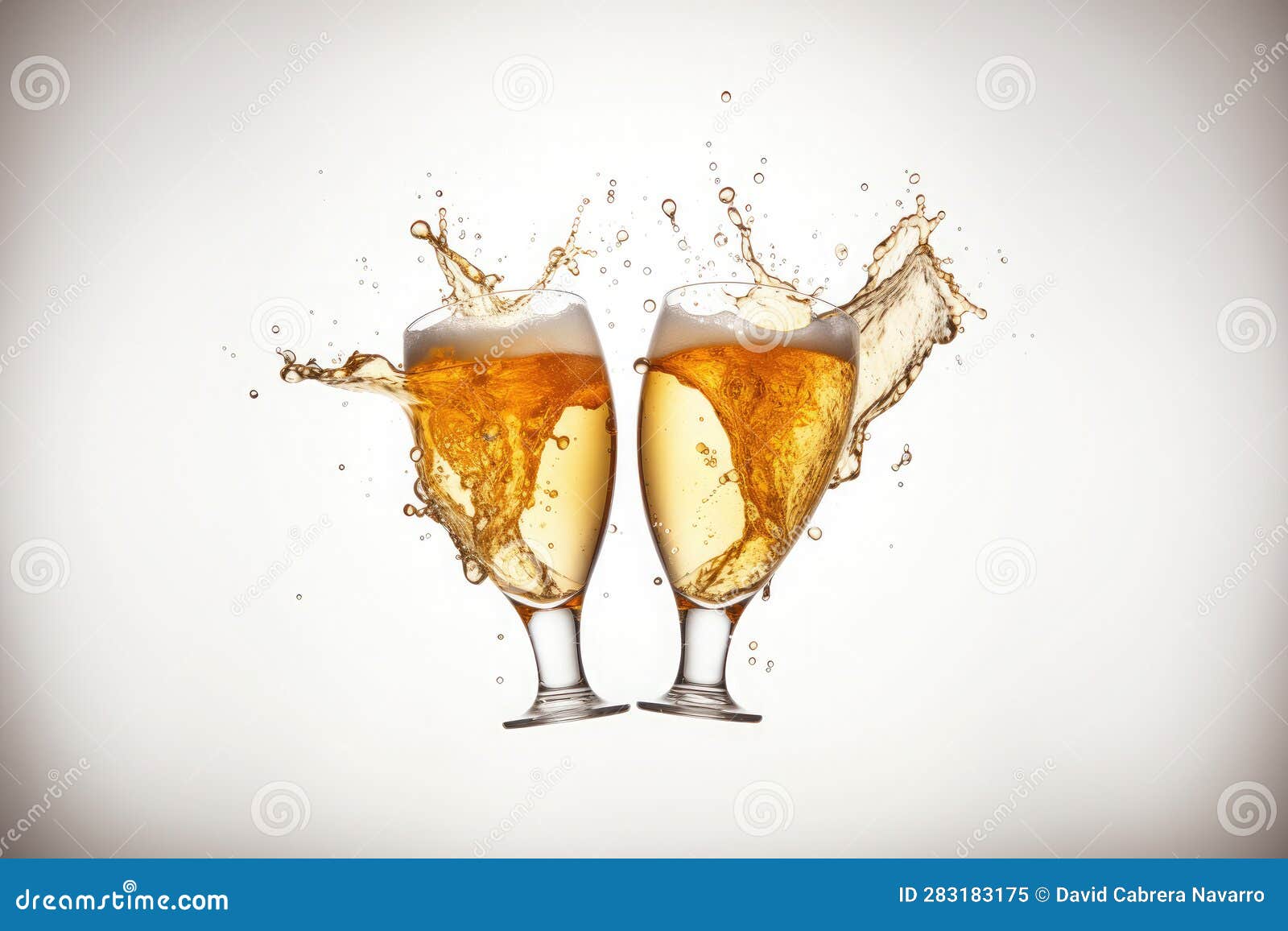 Two Glasses of Beer Toasting Creating Splash Stock Illustration ...