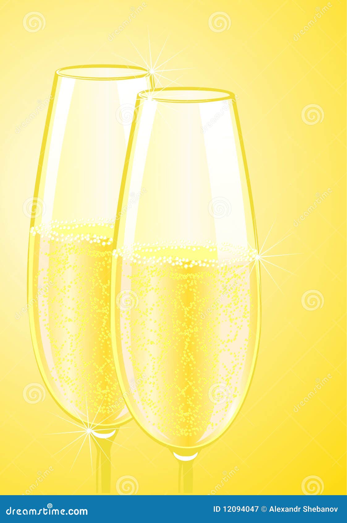 Two glasses of champagne stock illustration. Illustration of crystal ...