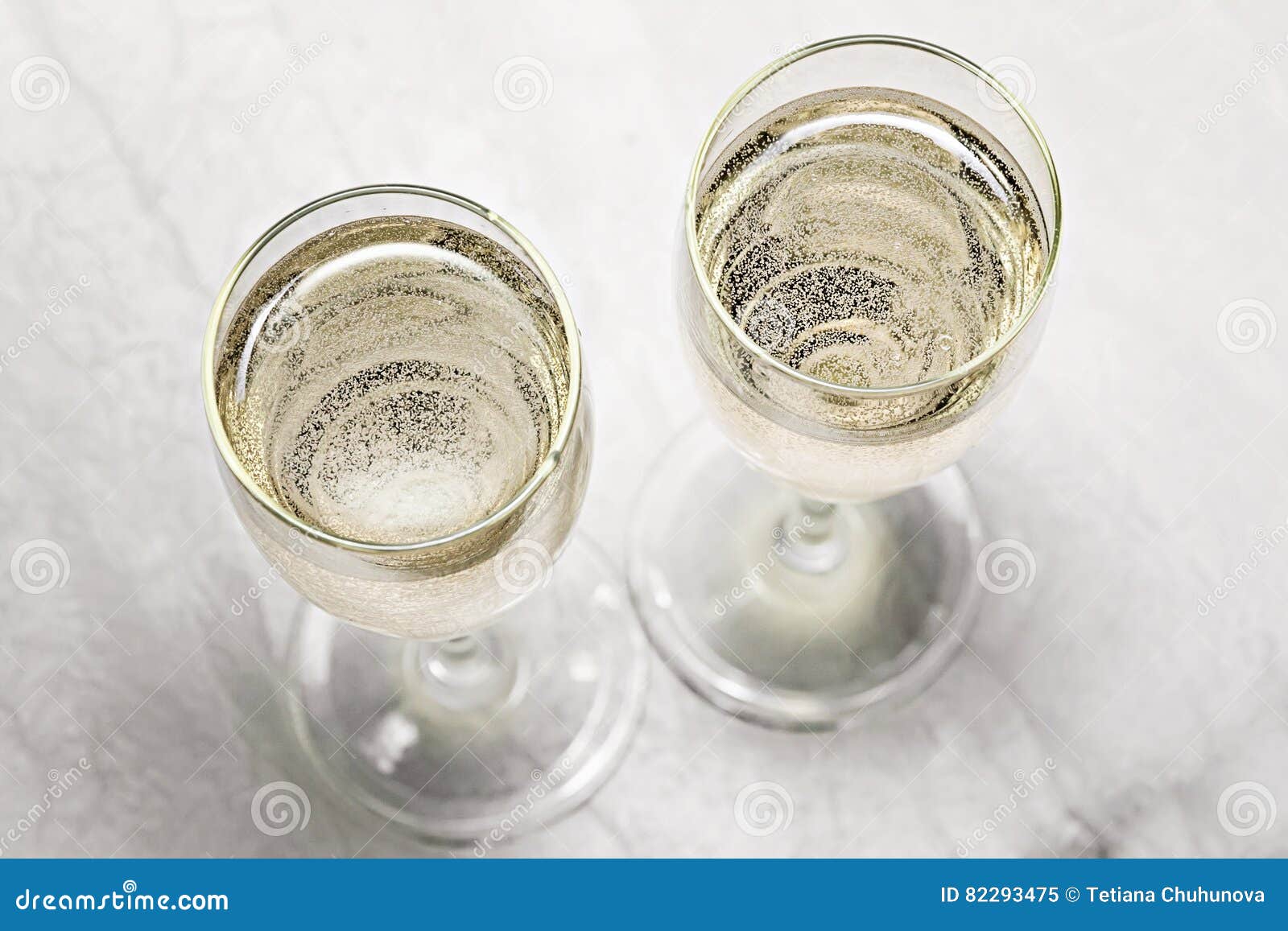 Two Glasses of Champagne in a Close-up Top View Stock Image - Image of ...