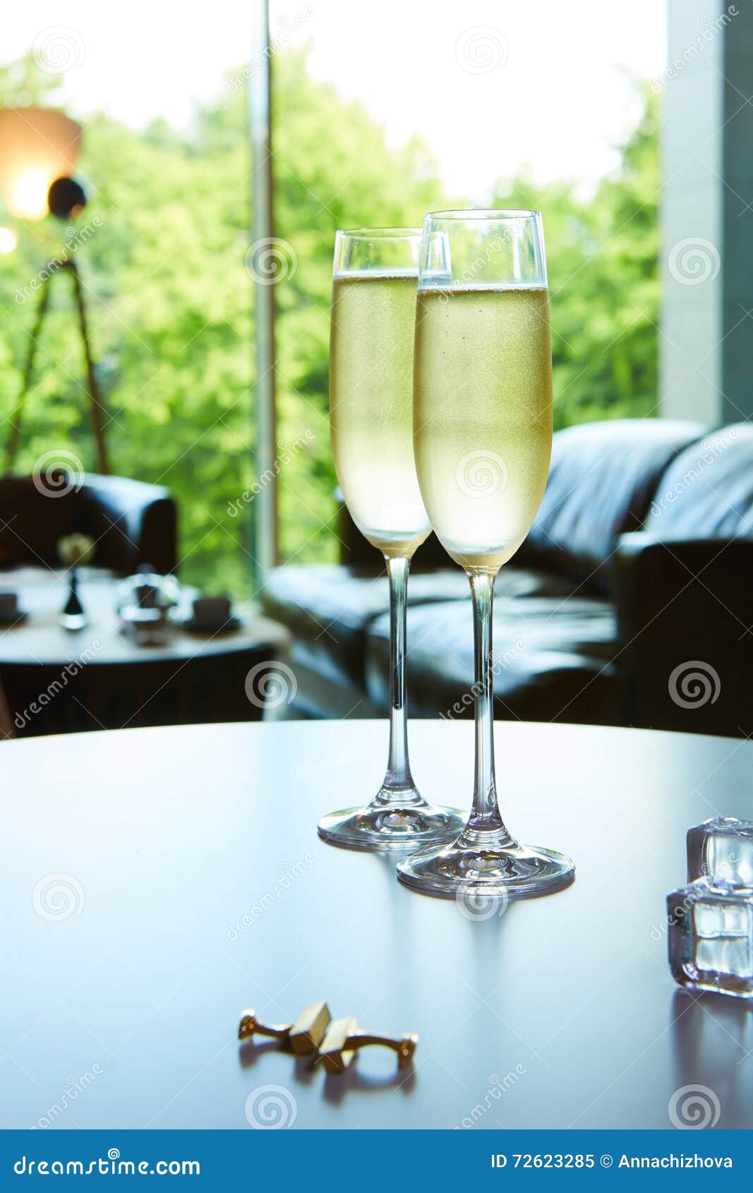 Two glasses of champagne stock image. Image of atmosphere - 72623285