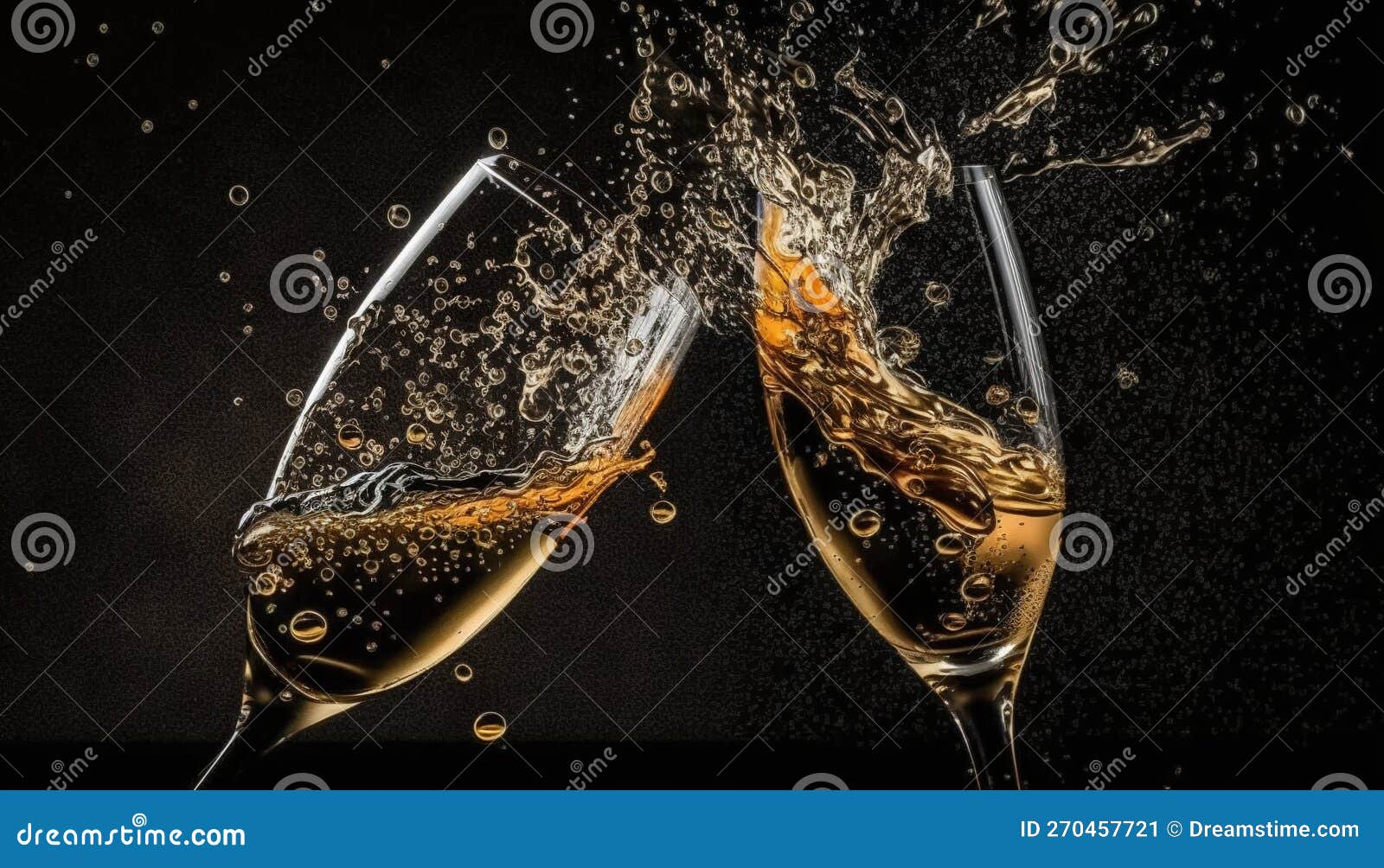 Two Glasses of Champagne are Splashing into Each Other S Glasses. Stock Illustration ...