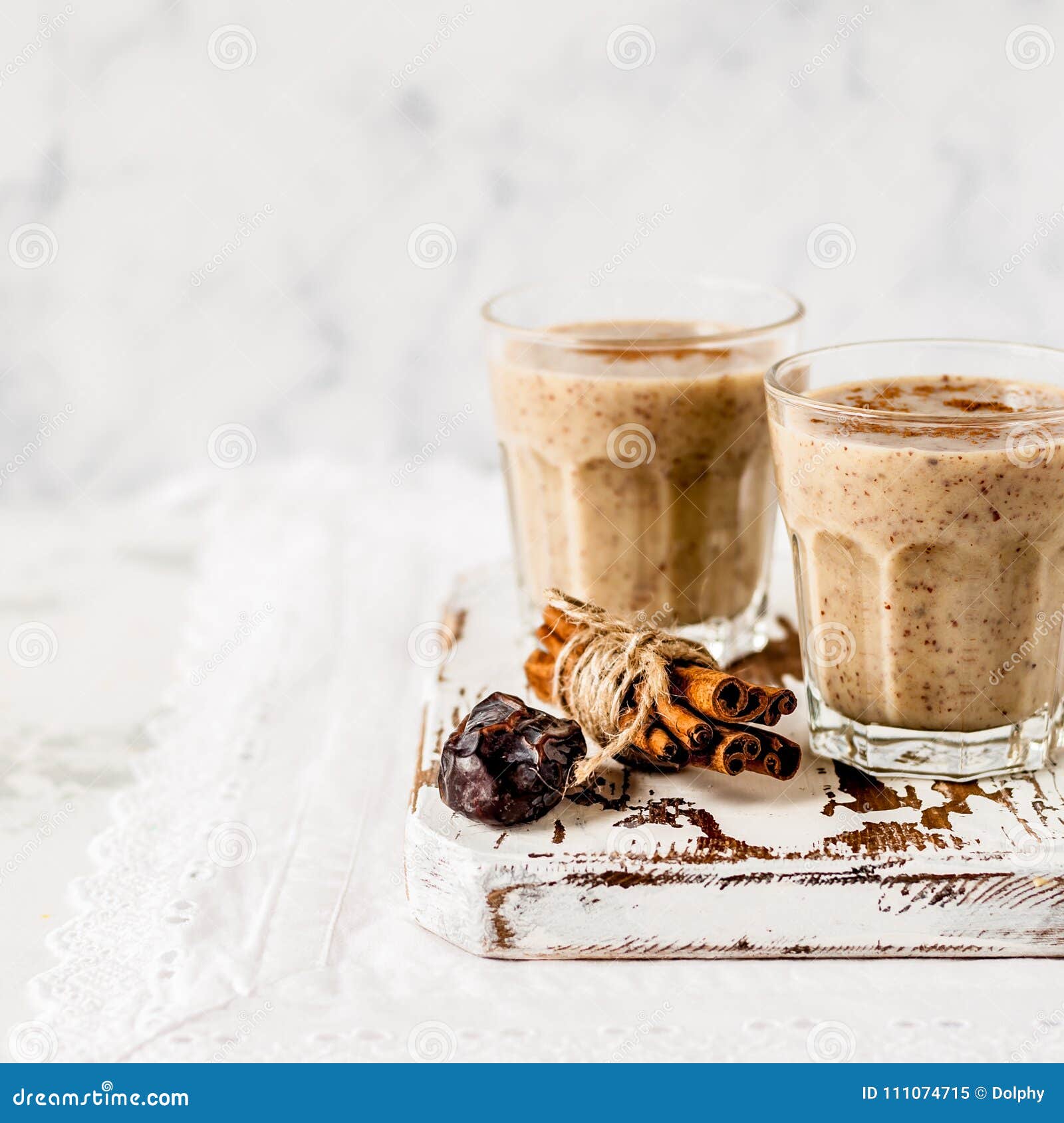 Date Milkshake with Cinnamon Stock Image - Image of dried, glass: 111074715