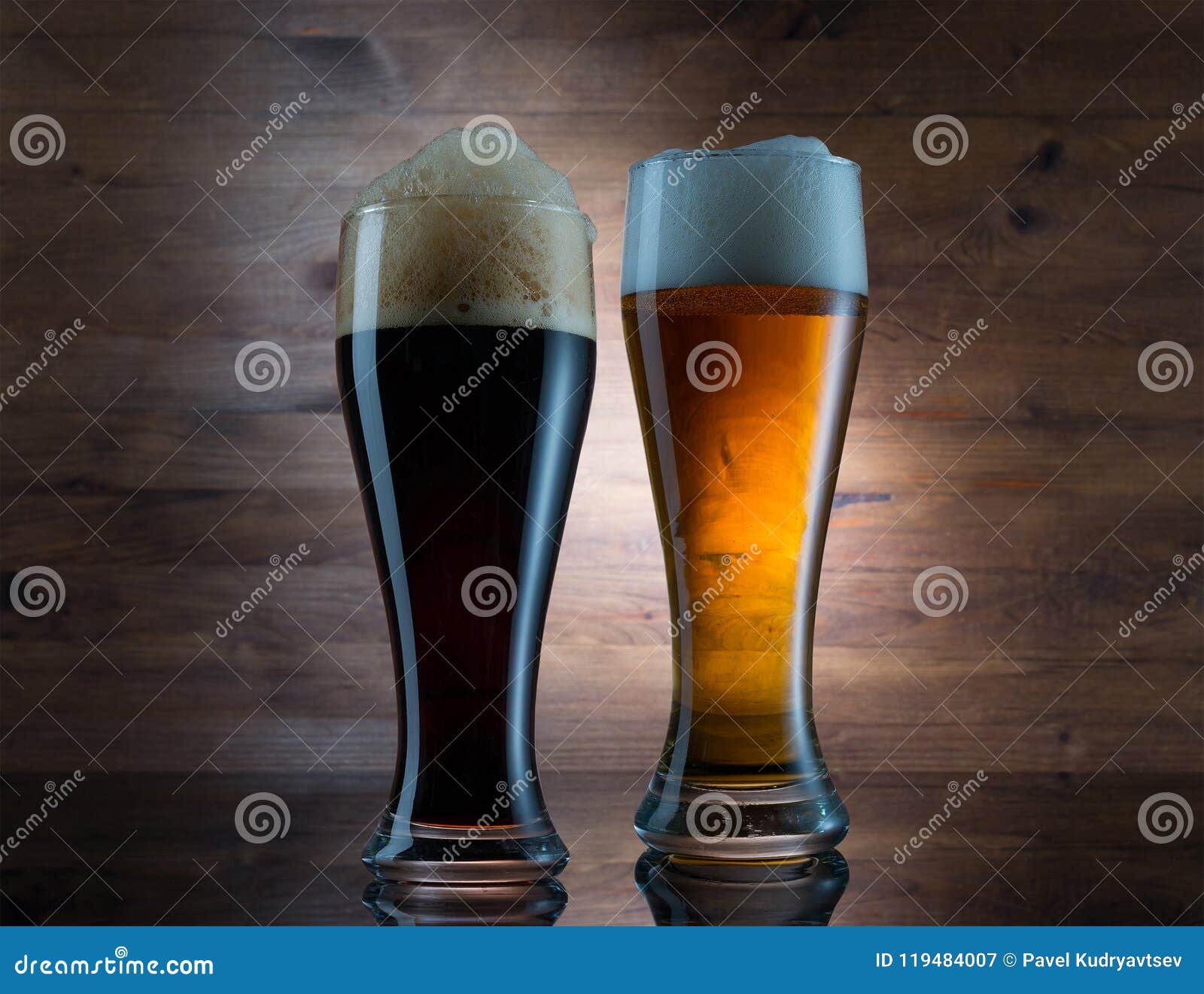 Two Glasses of Different Colored Beer Stock Image - Image of cheers ...