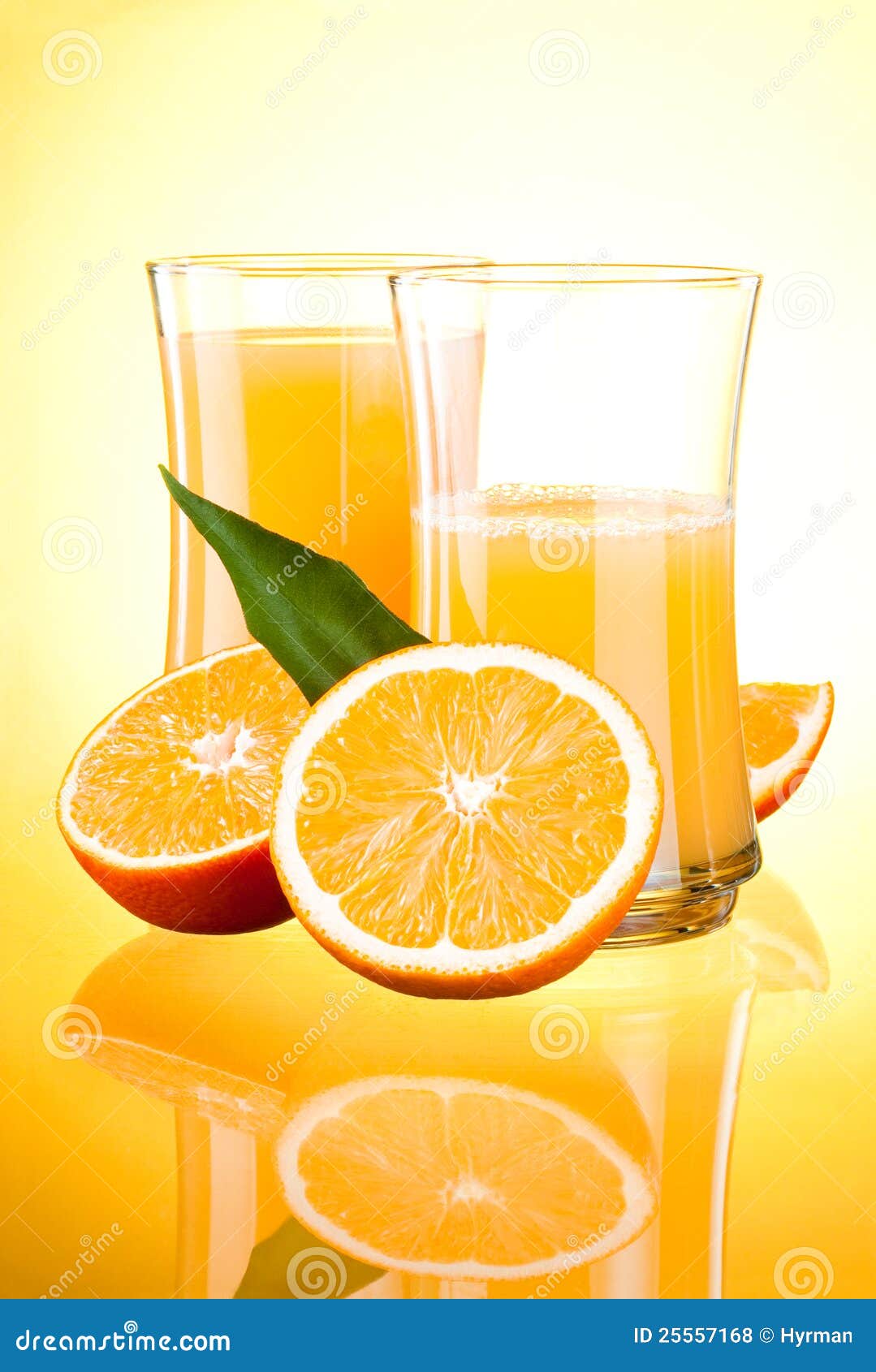 Two Glasses of Fresh Orange Juice, Half Oranges Stock Photo - Image of ...