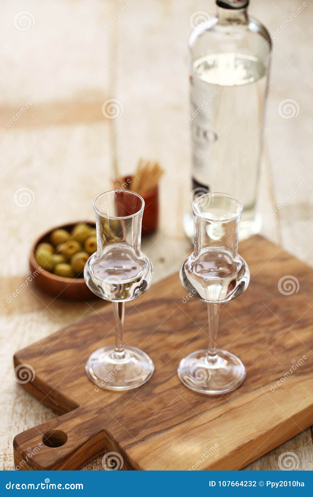 Two Glasses of Grappa Bianca, Italian Digestif Stock Photo - Image of ...