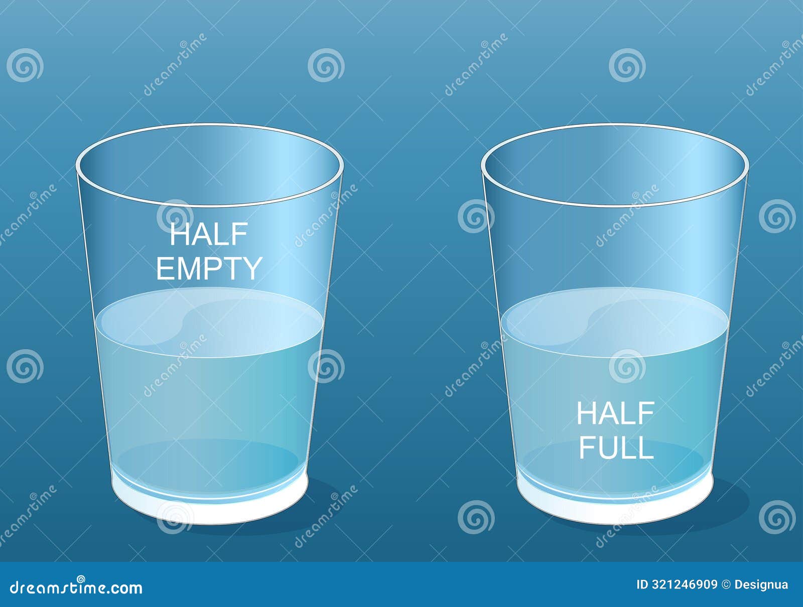 Two Glasses. Half Empty or Half Full Stock Vector - Illustration of schema, creativity: 321246909