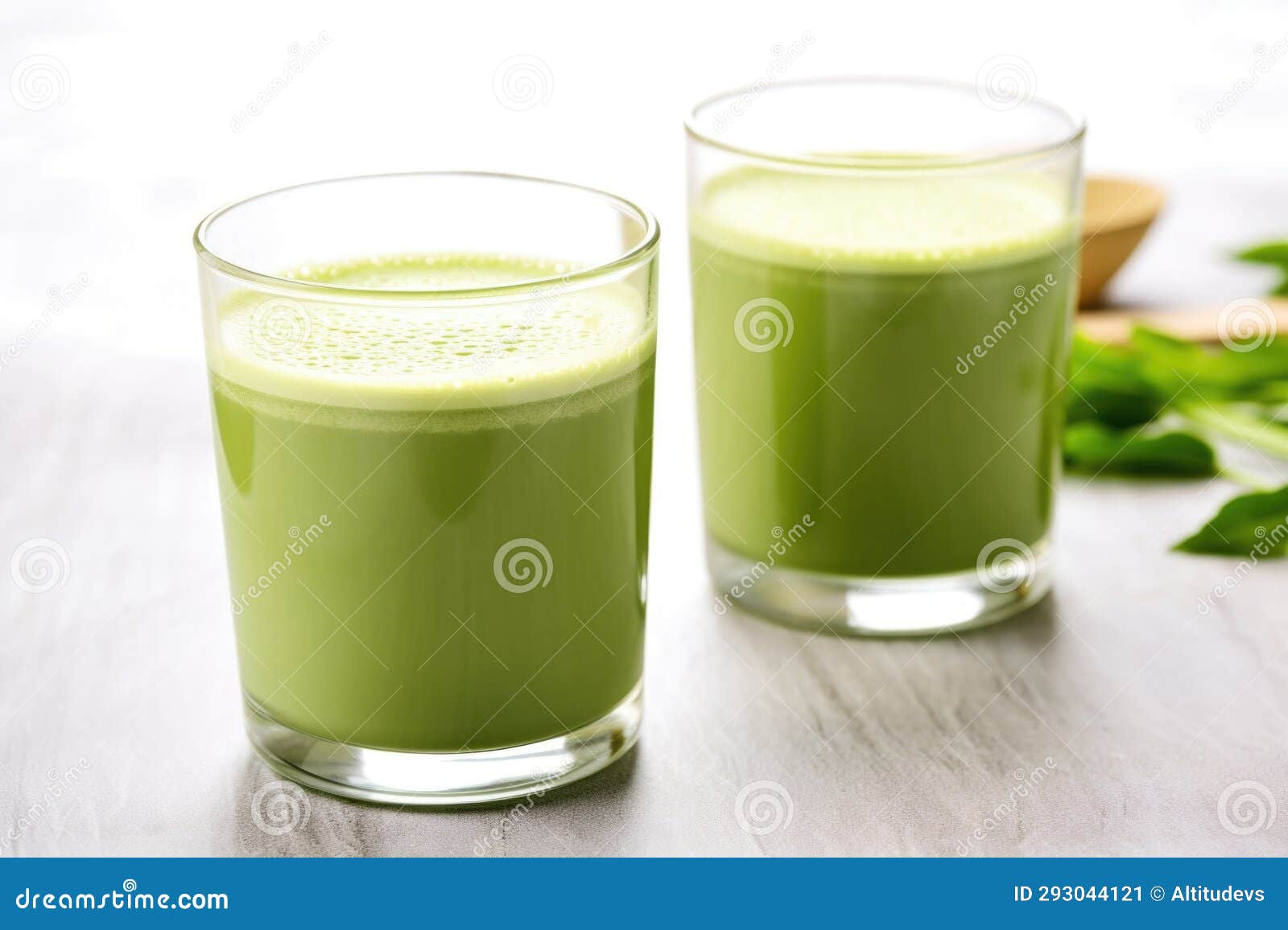 Two Glasses of Matcha Latte, Different Shades of Green Stock Image ...