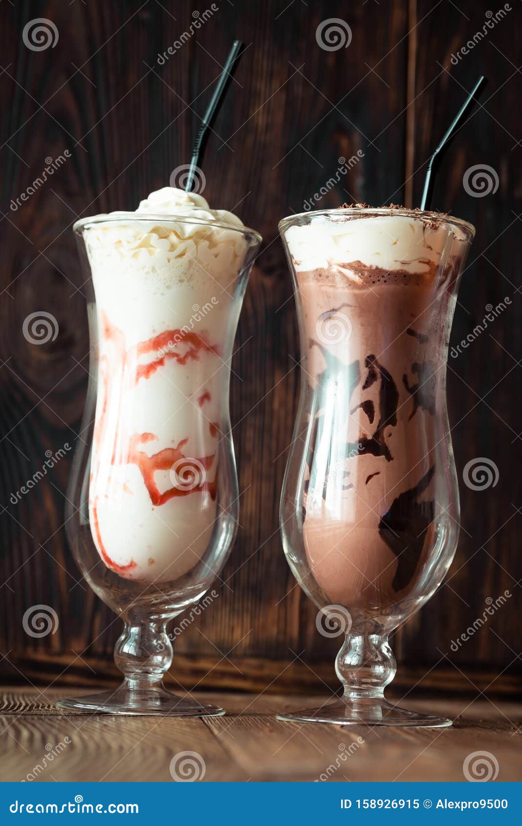Two glasses of milkshake stock image. Image of american - 158926915