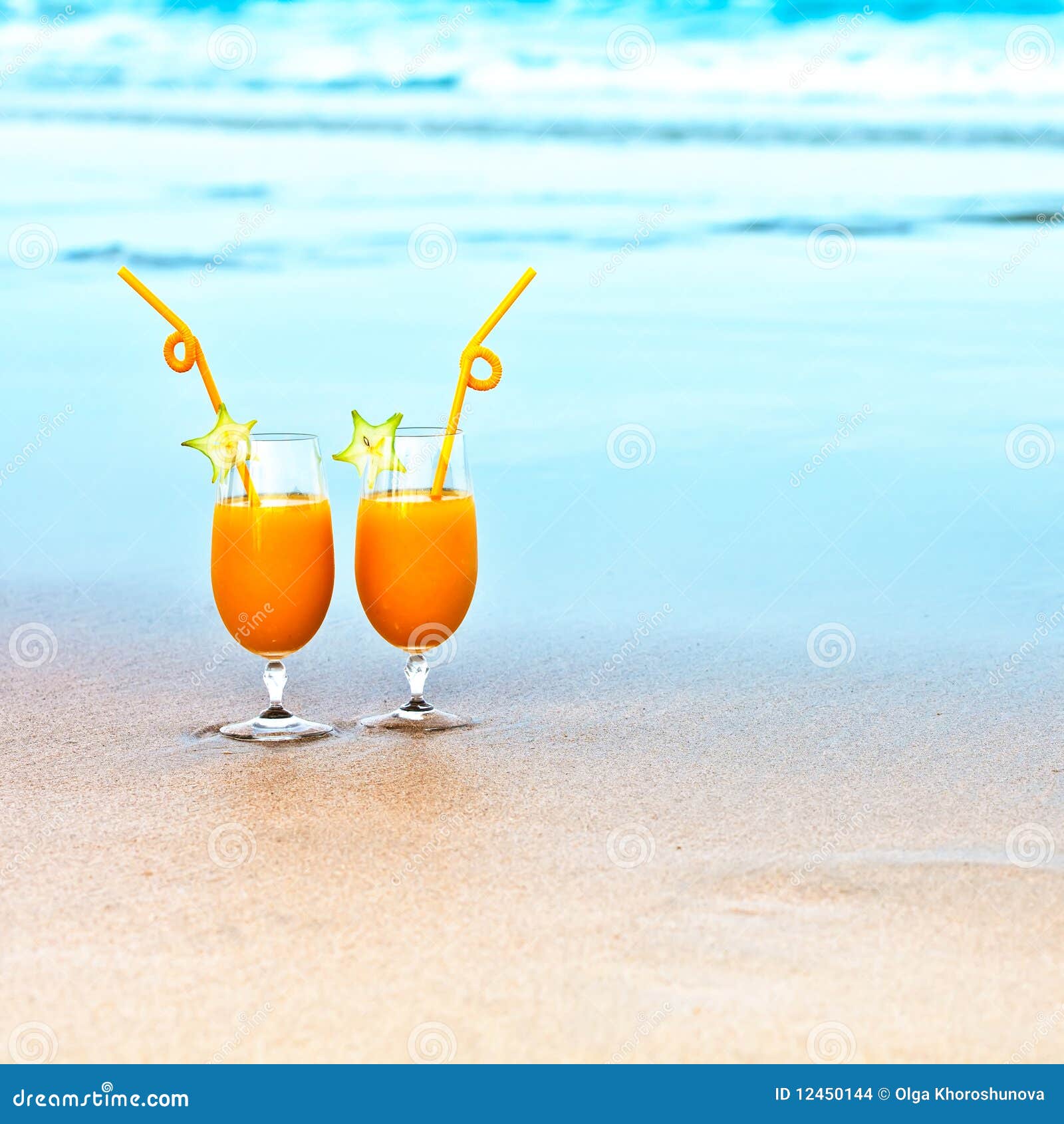 Two Glasses of Orange Juice Stock Photo - Image of juice, coastline ...