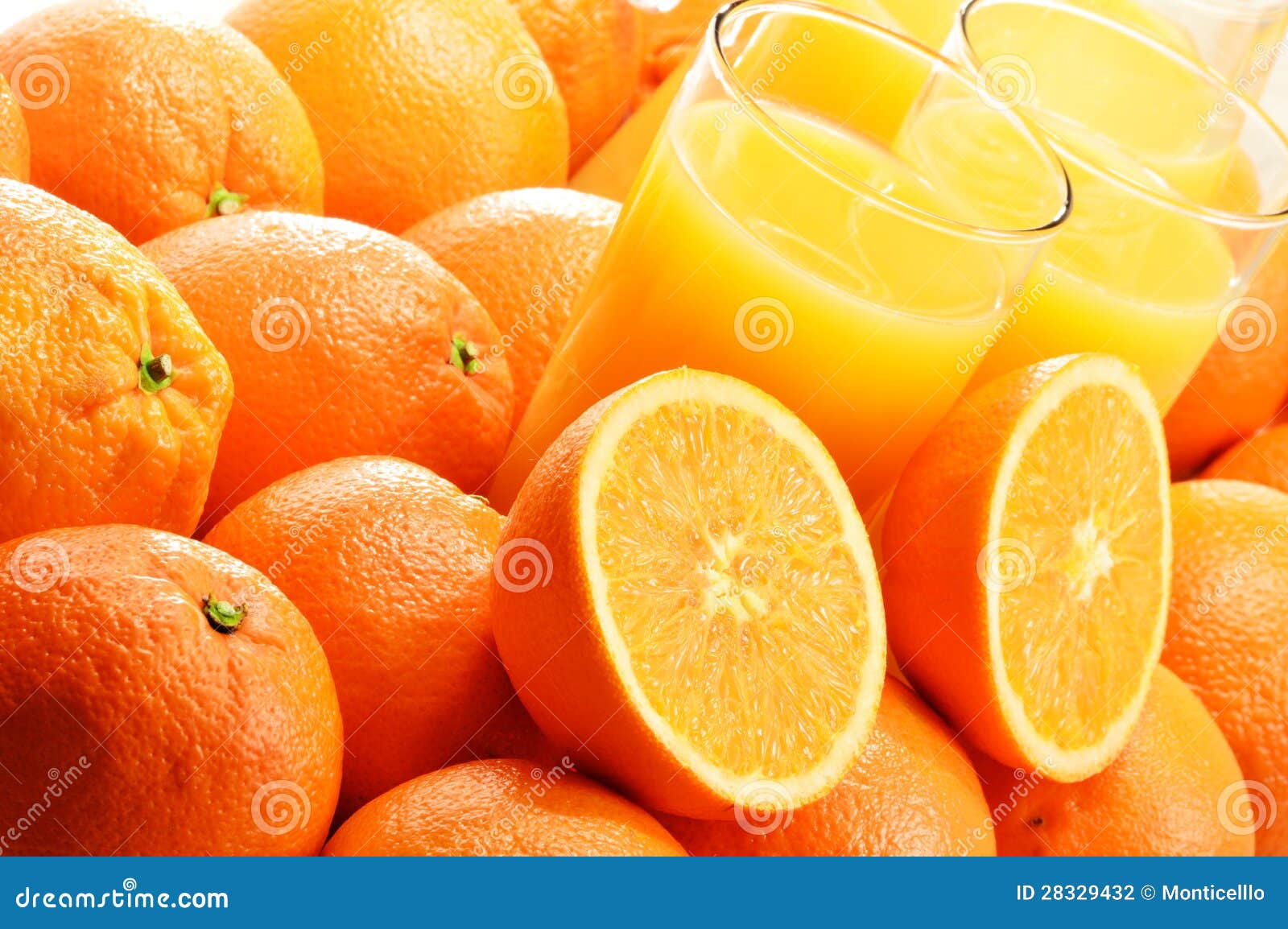 Two Glasses of Orange Juice and Fruits Stock Photo - Image of citrus ...