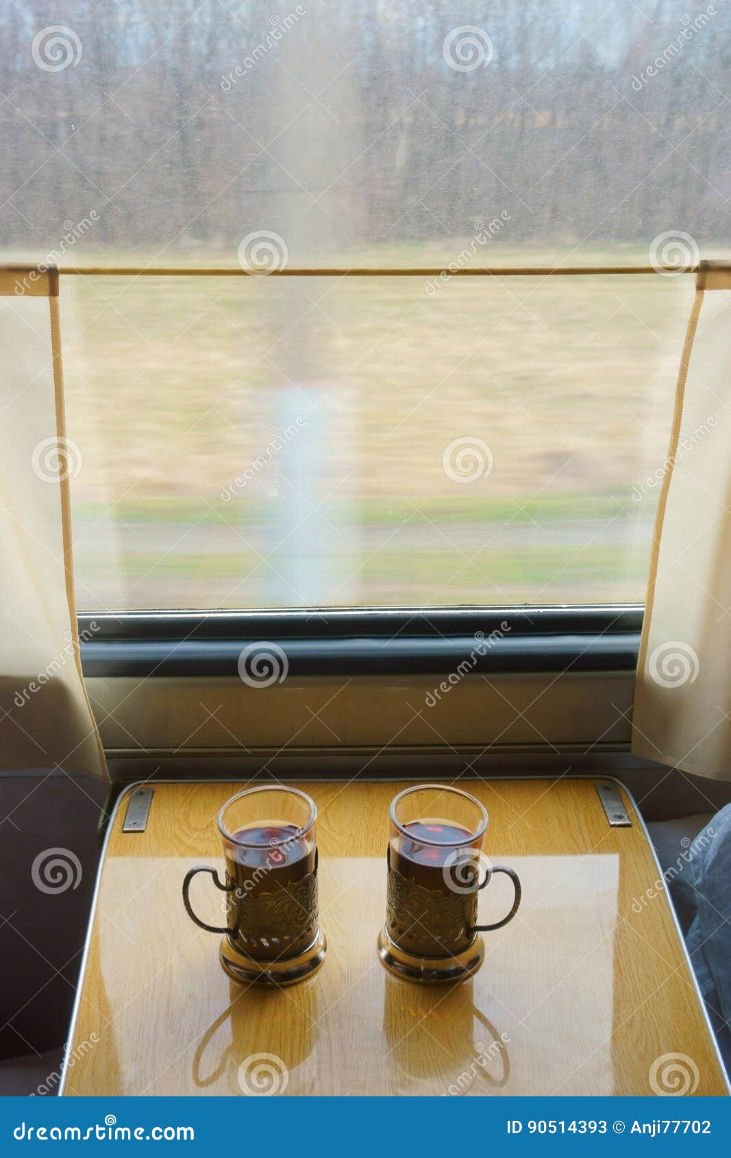 Two Glasses of Tea on the Train Stock Image - Image of human, cold ...