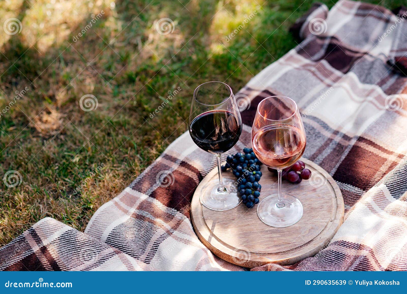 Two Glasses of Wine, Picnic Theme Stock Image - Image of holiday, lunch ...
