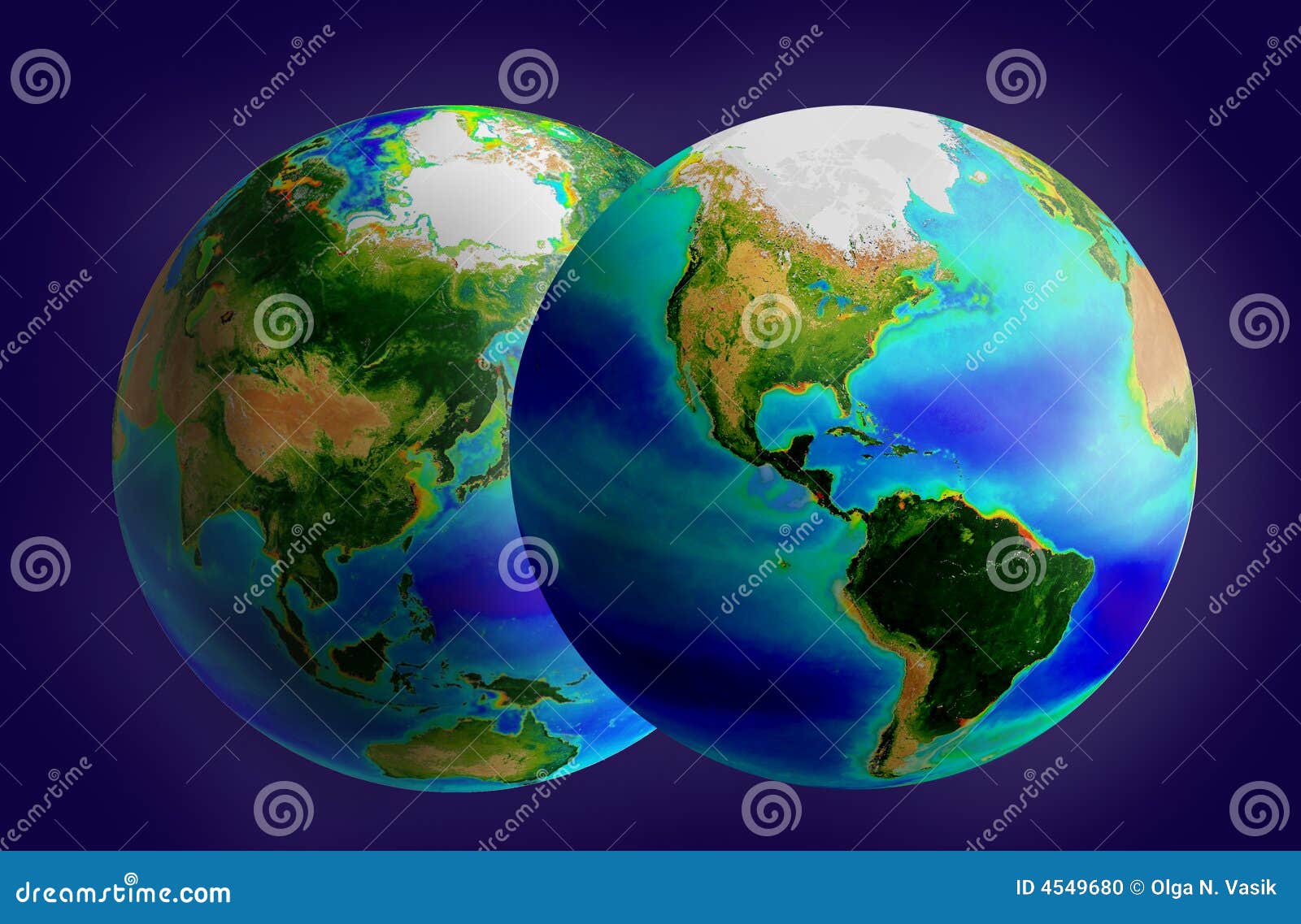 Two globe stock illustration. Illustration of pacific - 4549680