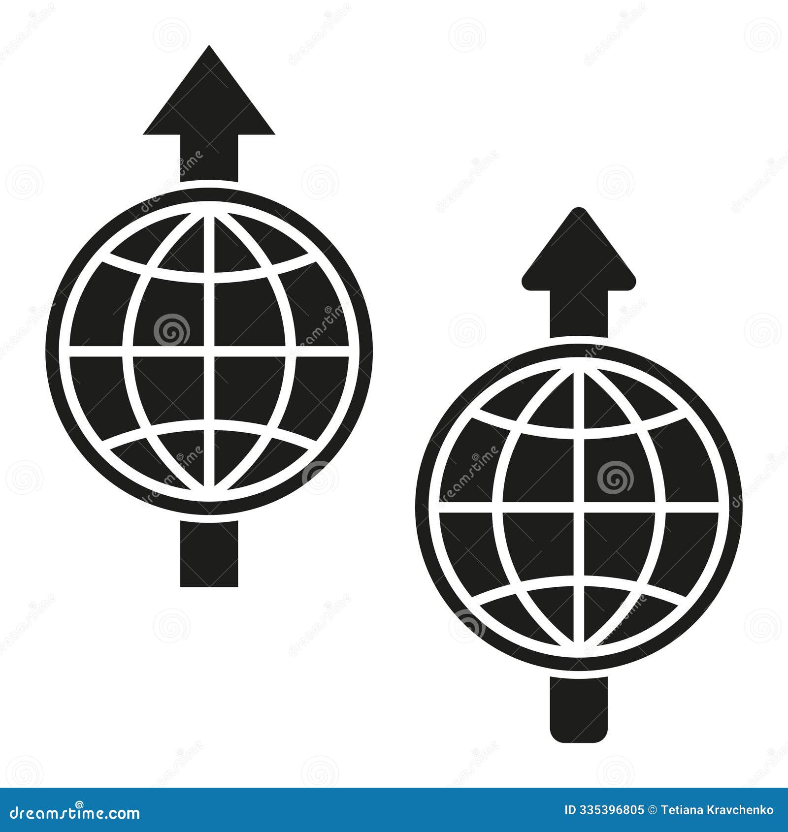Two Globe Icons with Arrows. Global Movement Concept. Bold Vector ...