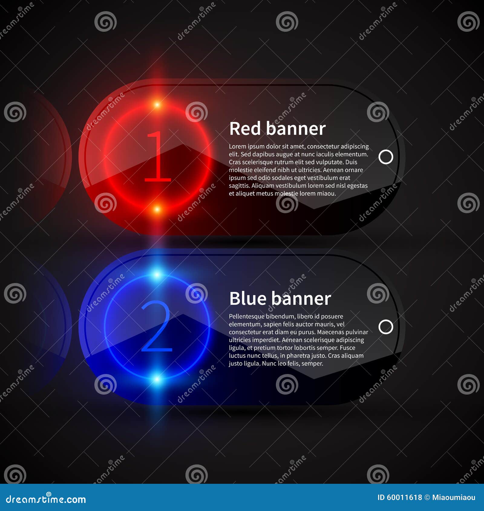Two Glossy Banners with Glowing Numbers and Place for Text. Useful for ...