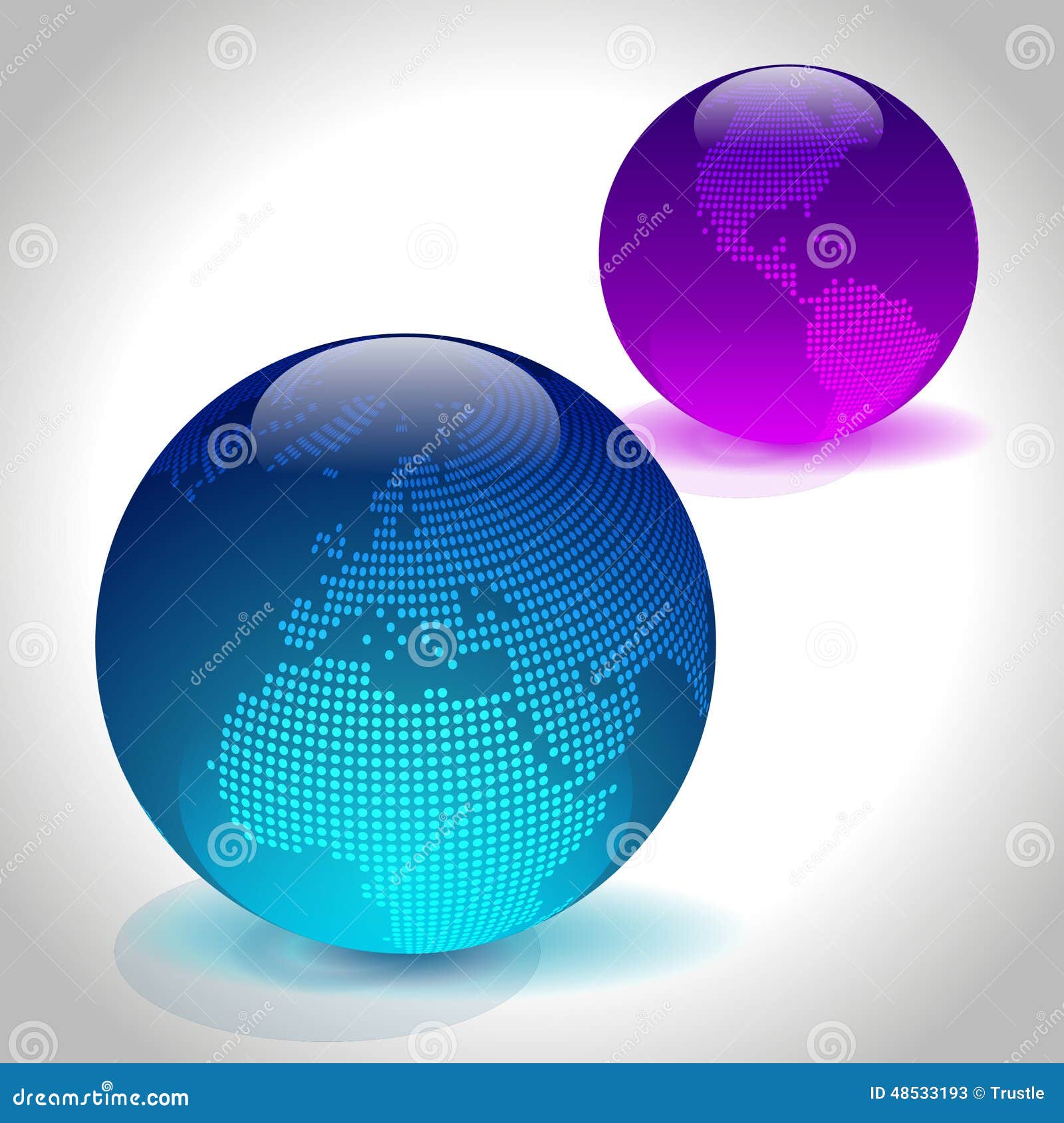 Two glossy globes stock vector. Illustration of isolated - 48533193