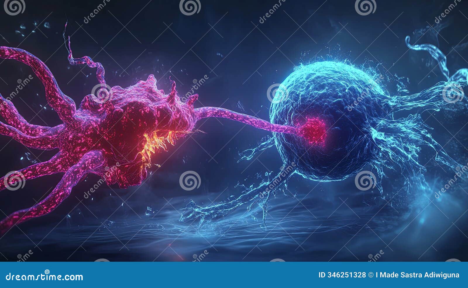 Two Glowing Neurons Connected By A Glowing Axon Royalty-Free Stock ...
