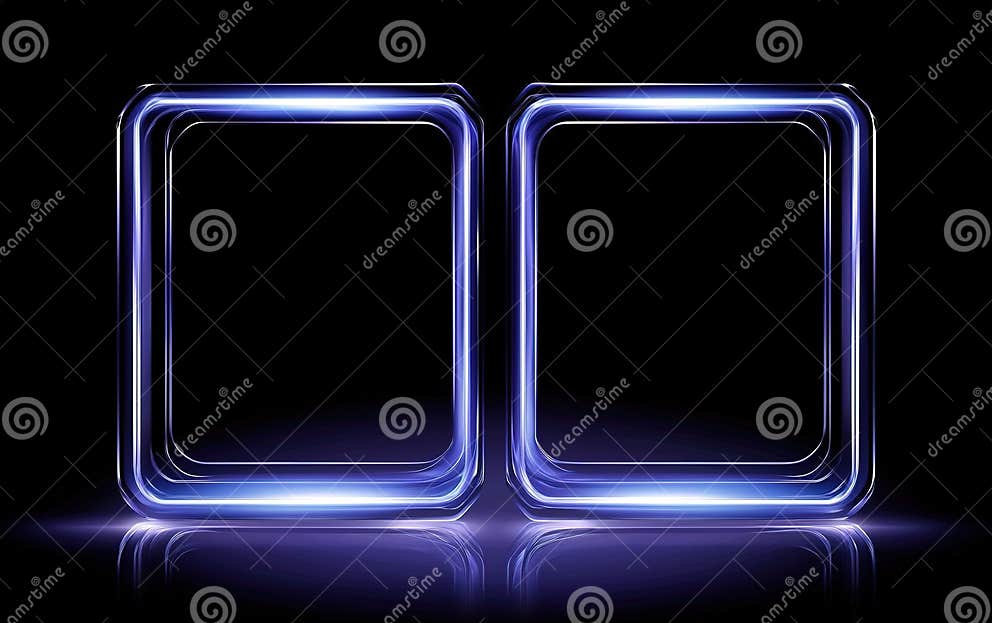 Two Glowing Rectangular Frames Illuminated Against a Dark Background ...