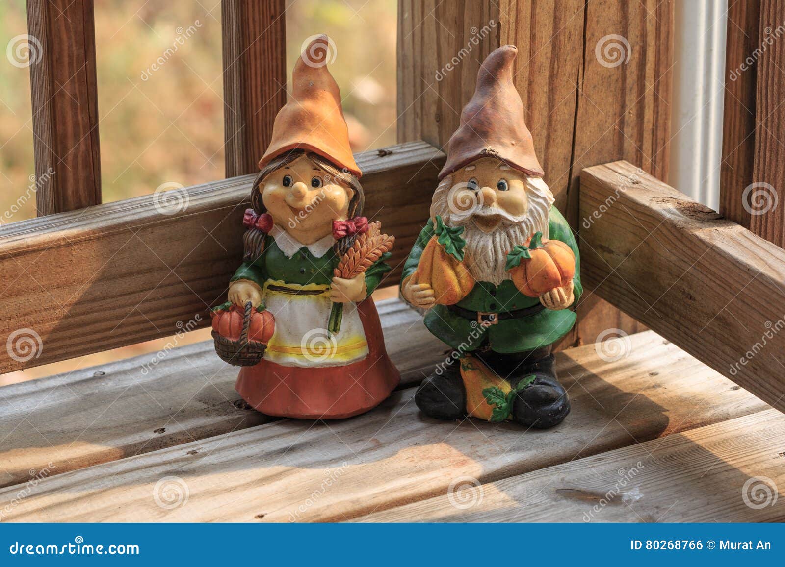 Two Gnomes with Holding Pumpkins. Stock Photo - Image of front, gnomes ...