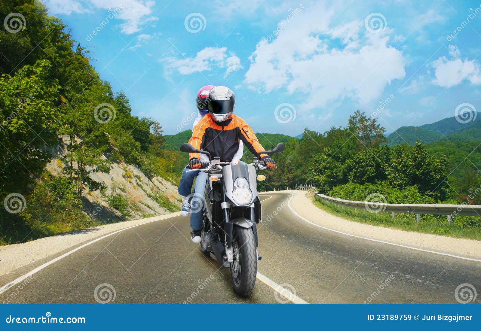 Two Go on Motorcycle on Mountain Road Stock Image - Image of asphalt ...