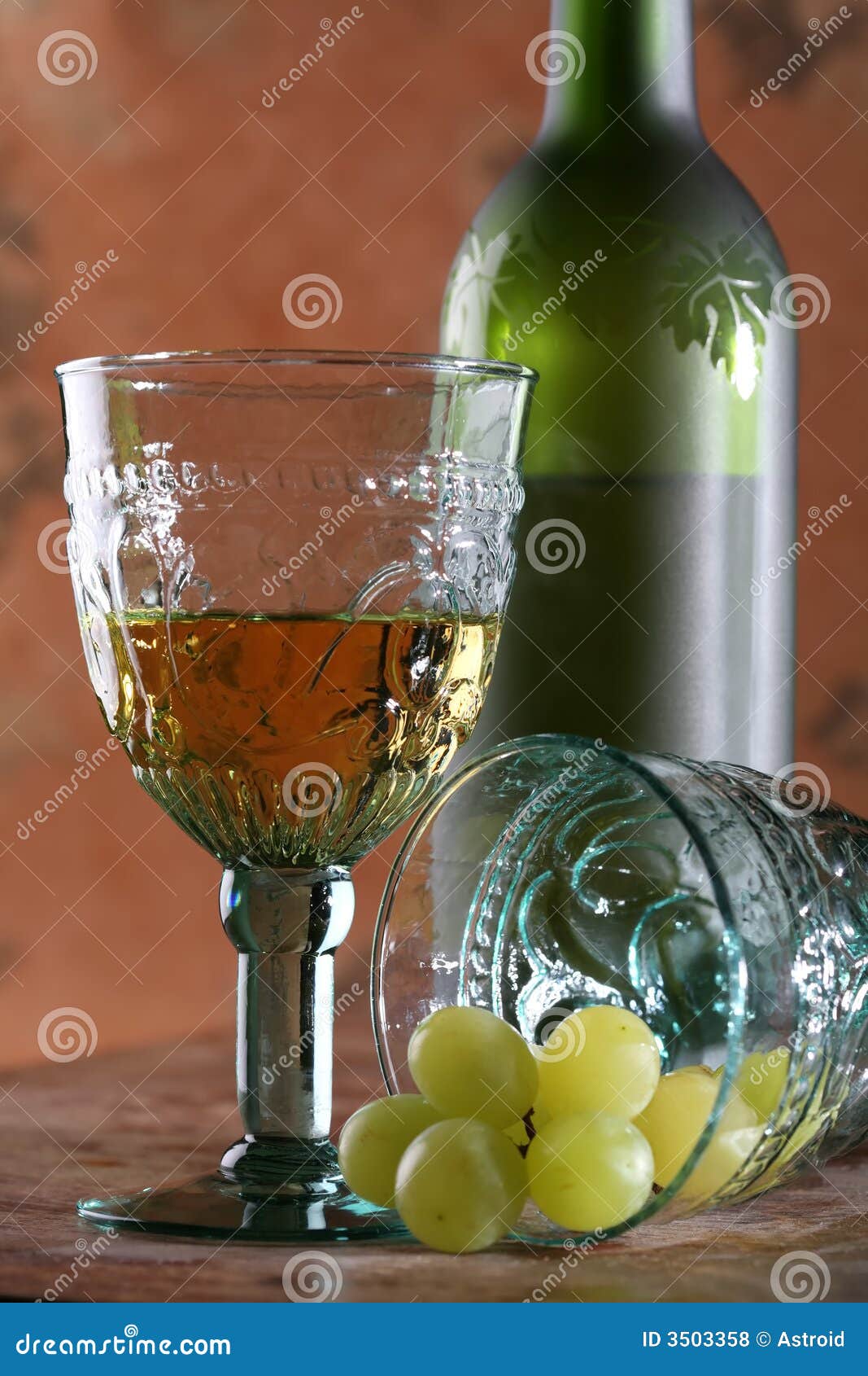 Two Goblets, Grape and Bottle Stock Photo - Image of beautiful, brown ...