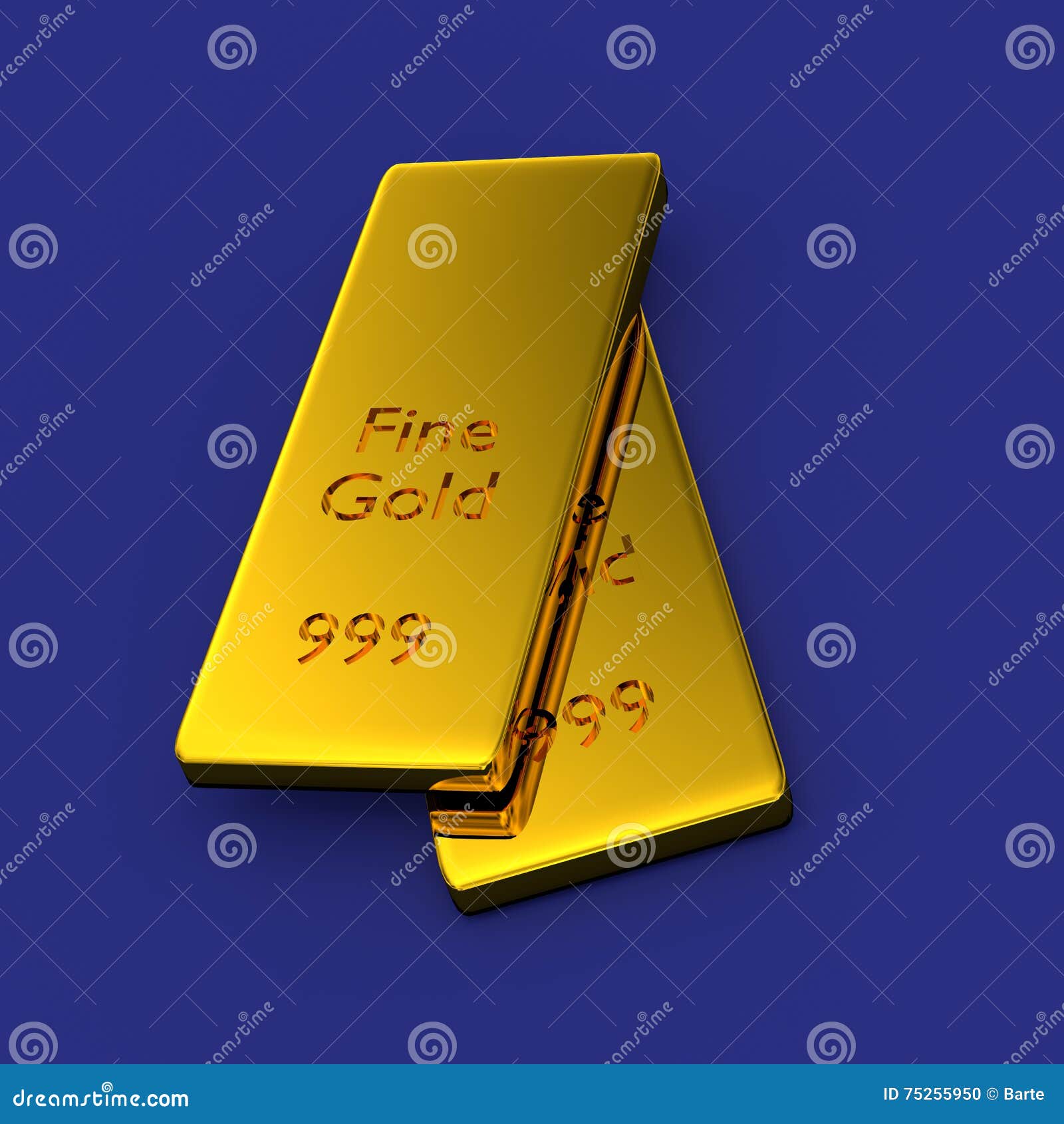 Two Gold Bars, 3d Rendering Stock Illustration - Illustration of ...