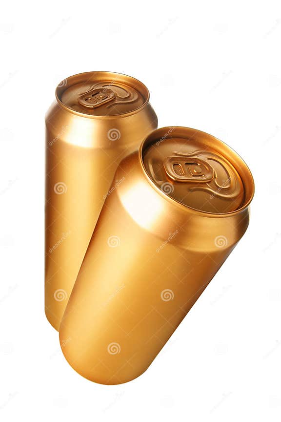 Two gold beer cans stock image. Image of beverage, lager - 6134321