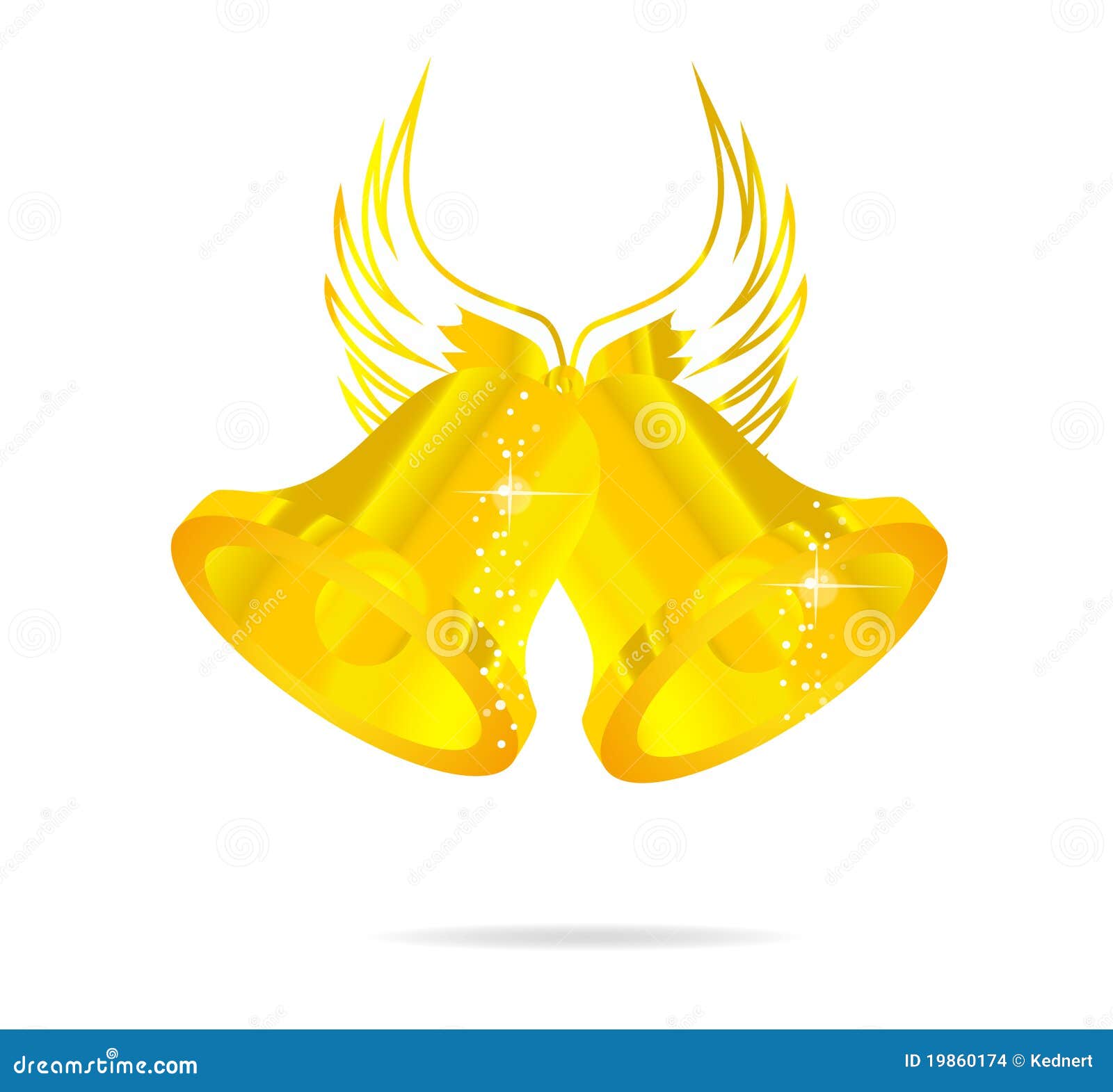 Gold Bells With Red Clappers Hand Drawn Illustration Set ...