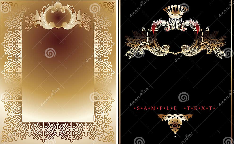 Two Gold and Black Royal Backgrounds Stock Vector - Illustration of ...
