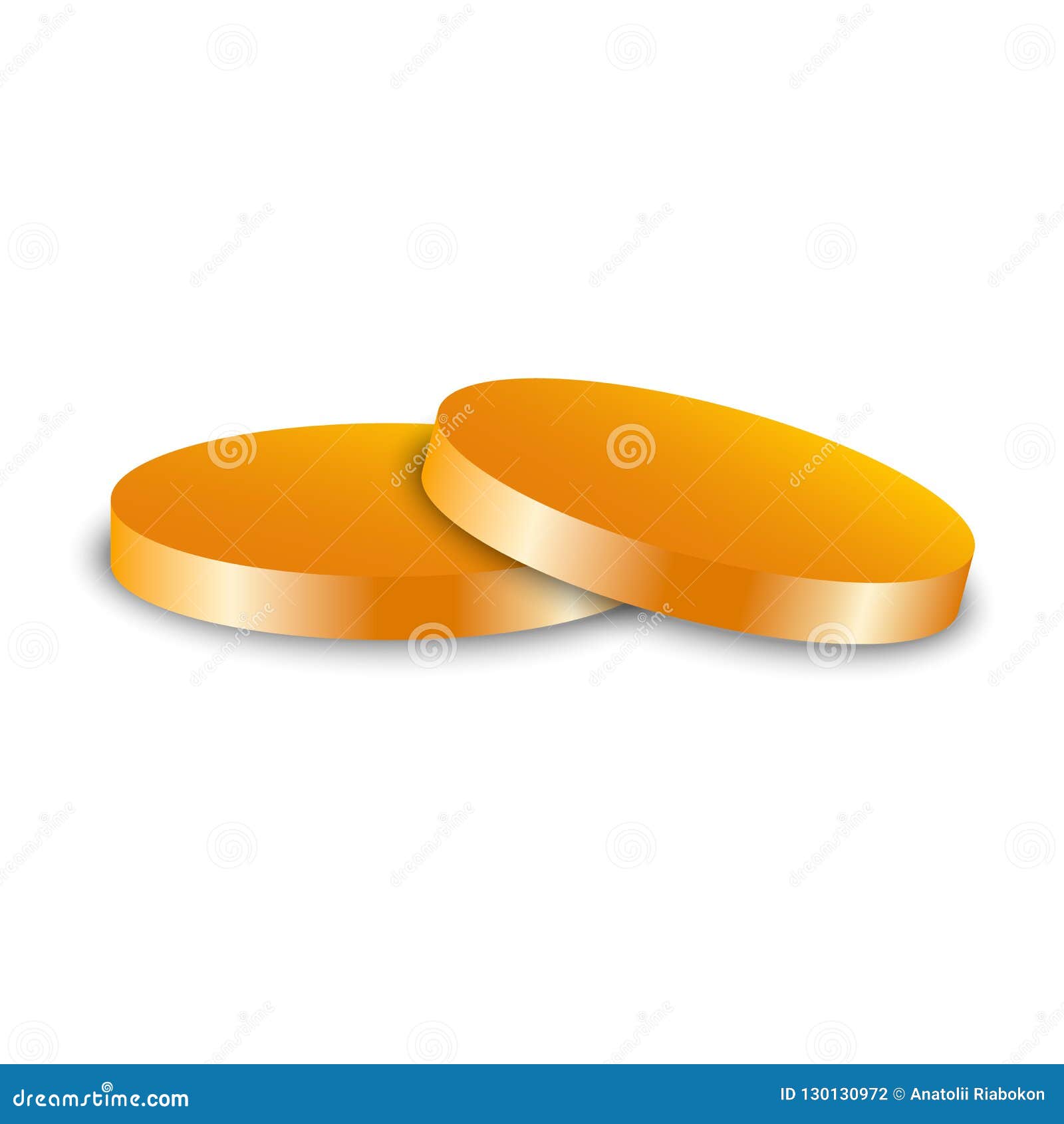 Two Gold Coin Icon, Realistic Style Stock Vector - Illustration of ...