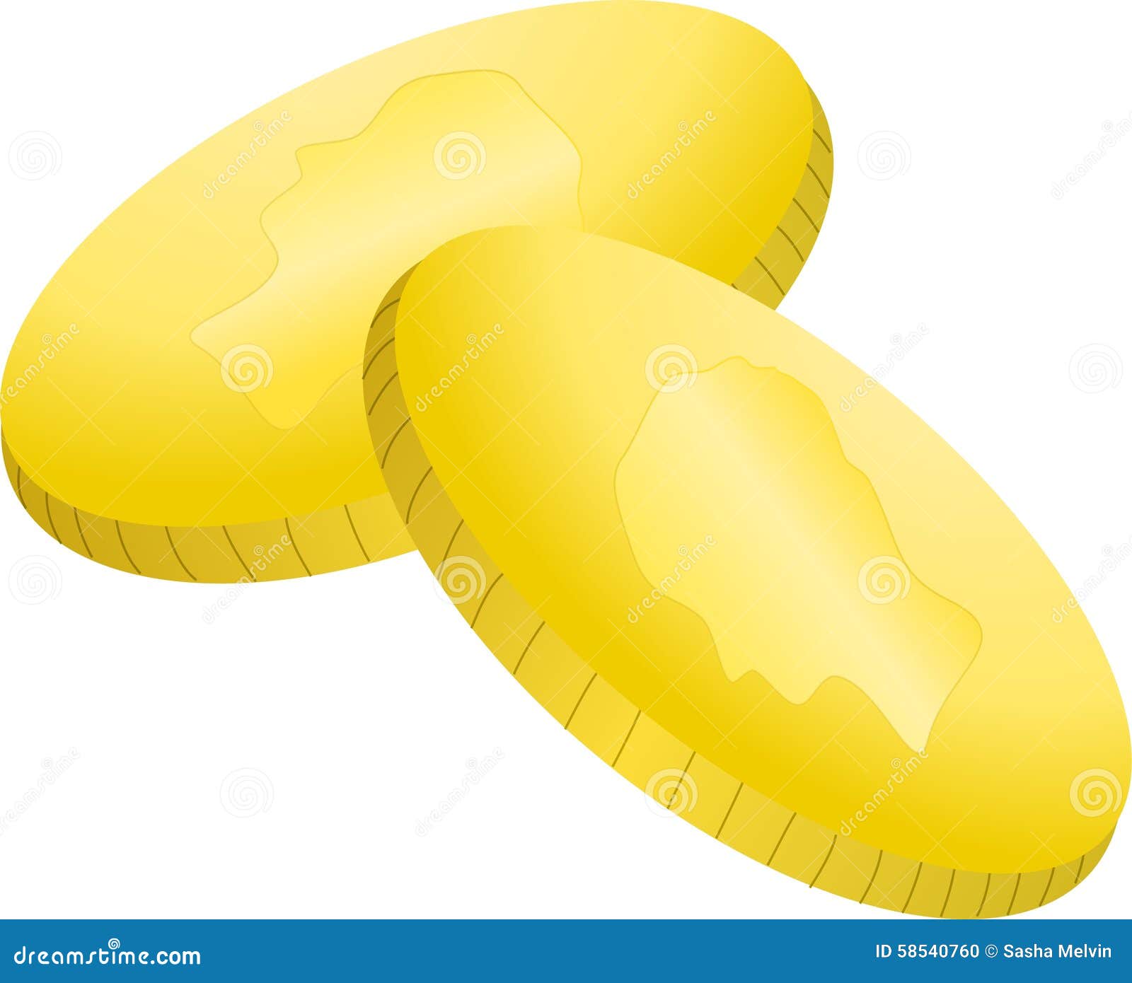 Two Gold Coins stock illustration. Illustration of change - 58540760