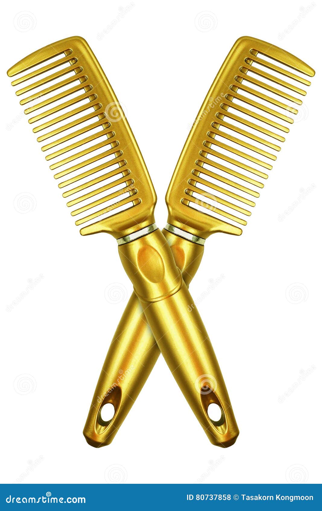 Two Gold Combs Isolated on White Stock Photo - Image of haircare ...