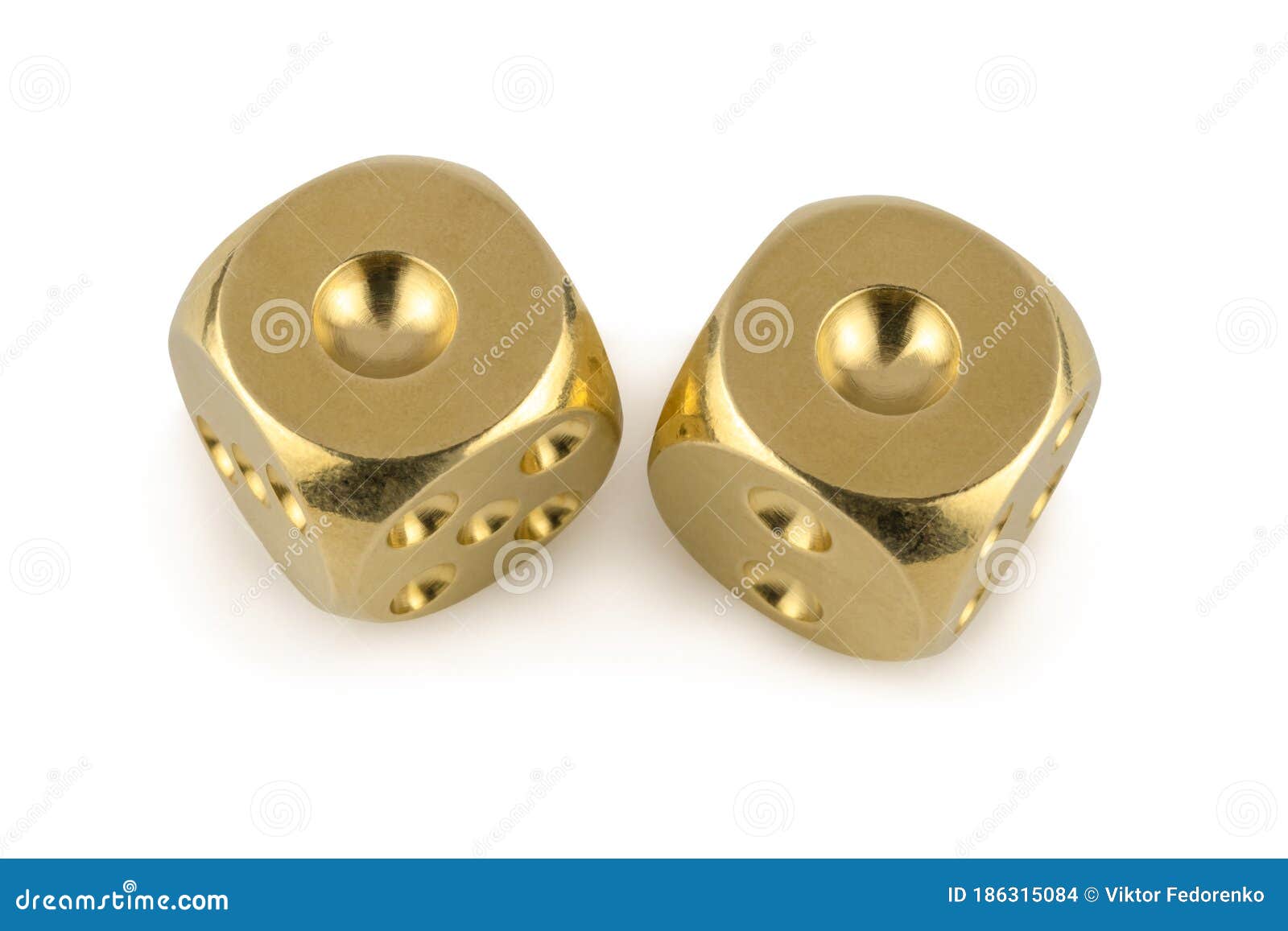 Two Golden Dice Isolated on White with a Light Shadow. the Result is ...