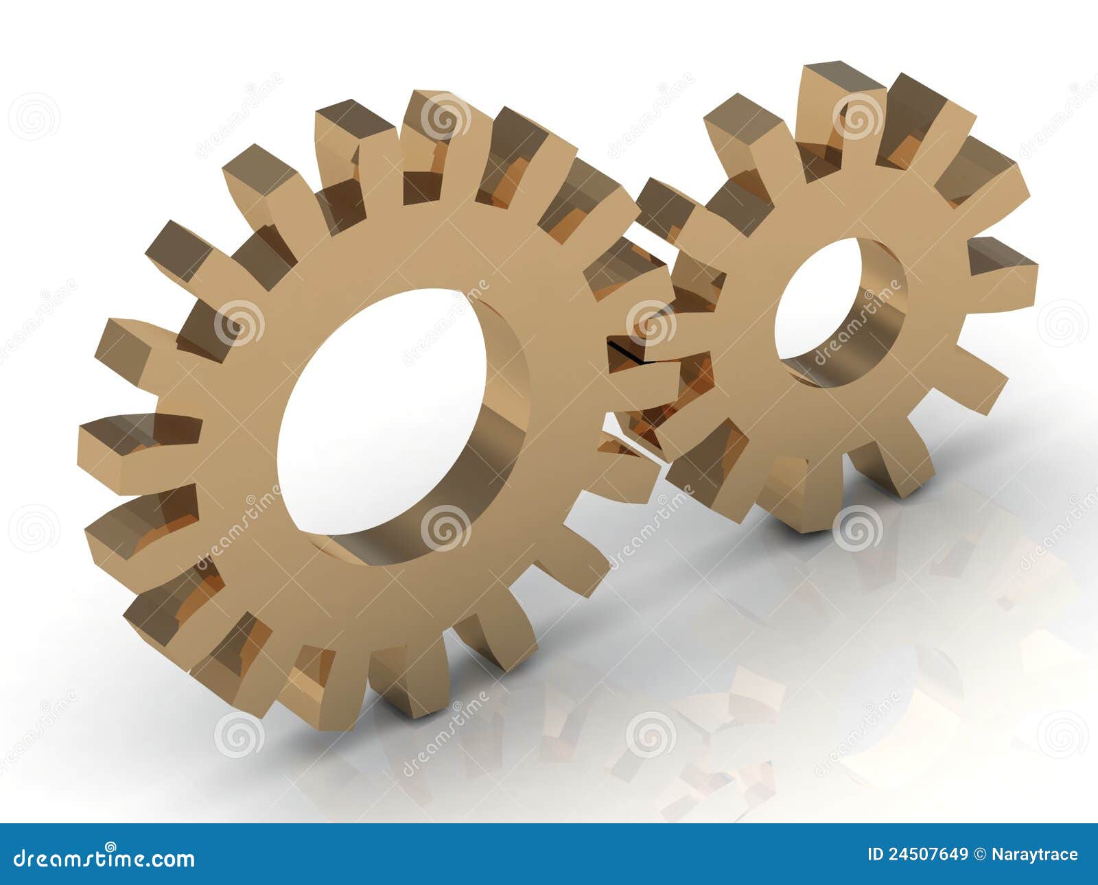 Two gold gears stock illustration. Illustration of render - 24507649
