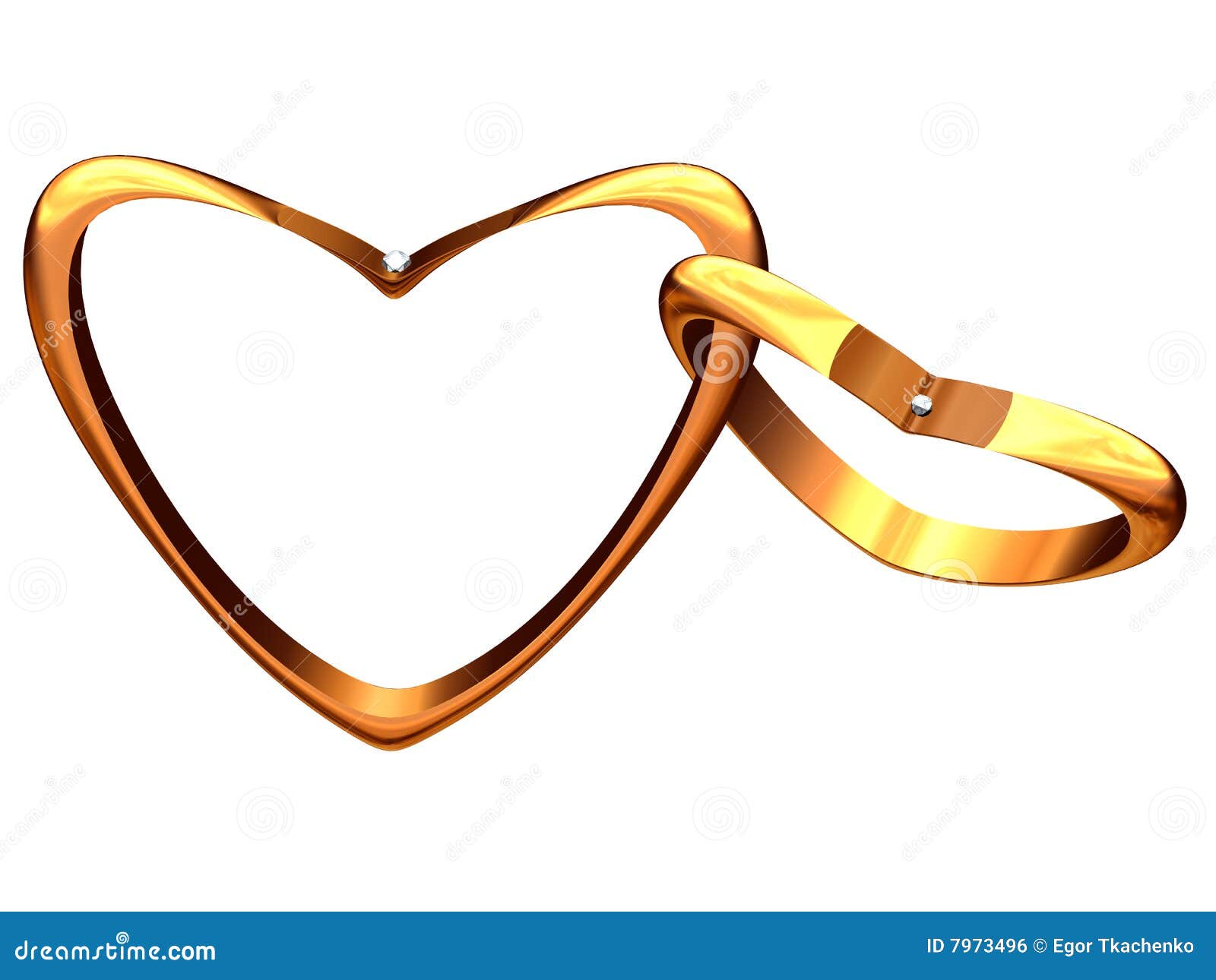 Two Gold Hearts Linked among Themselves. Stock Illustration ...