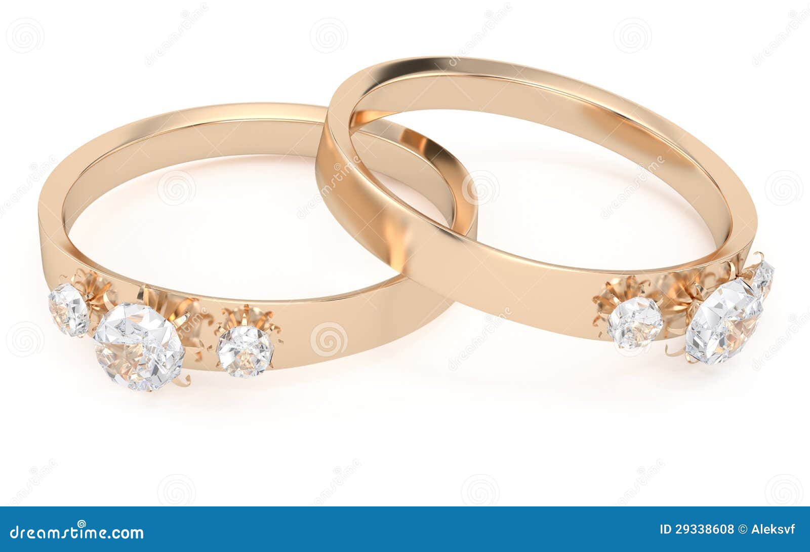 Two Gold Rings with Diamonds Stock Illustration - Illustration of ...