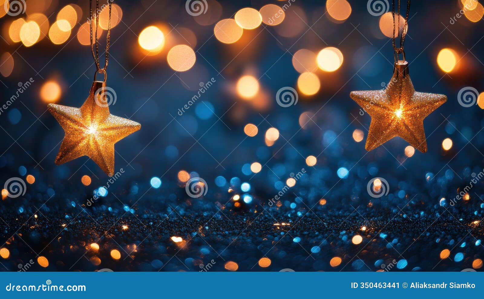 Two Gold Stars Hanging from a String Stock Illustration - Illustration ...