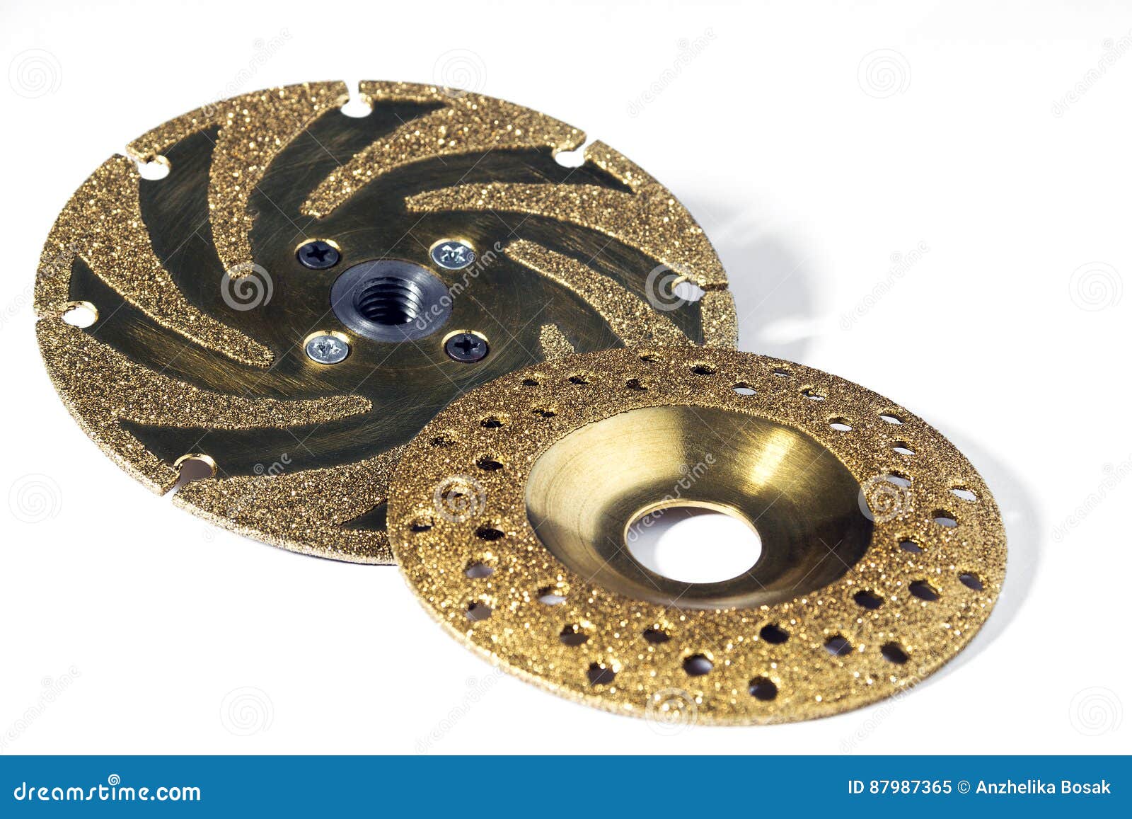 Two Gold Studded Diamond Blades Stock Image - Image of engineering ...