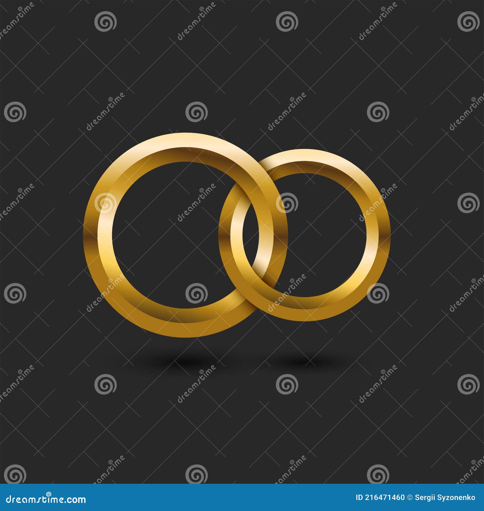 Two Gold Wedding Rings 3d In The Shape Of Infinity On A Black ...