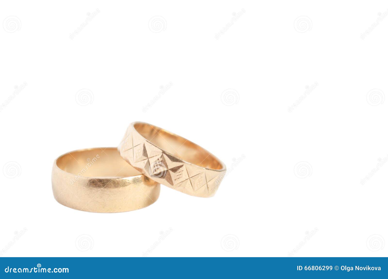 Two Gold Wedding Rings Isolated on White Stock Image - Image of amorous ...