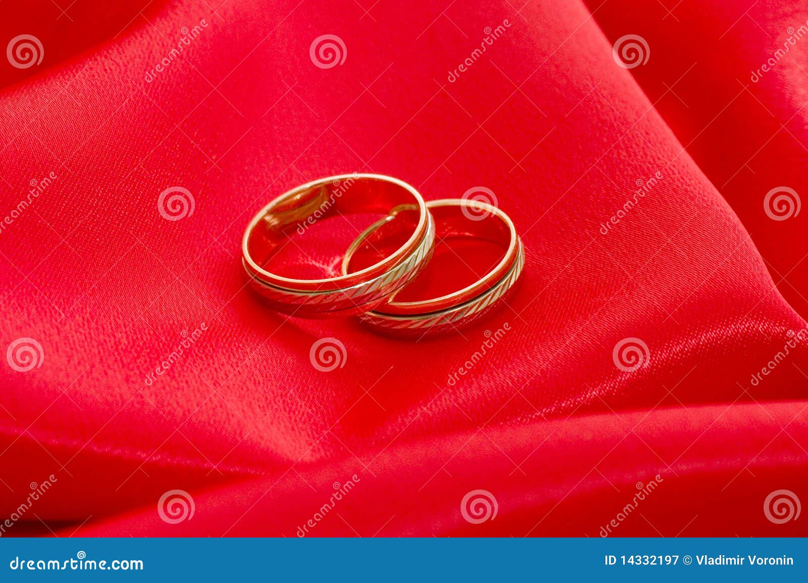 Two Gold Wedding Rings on the Red Stock Image - Image of luxury ...