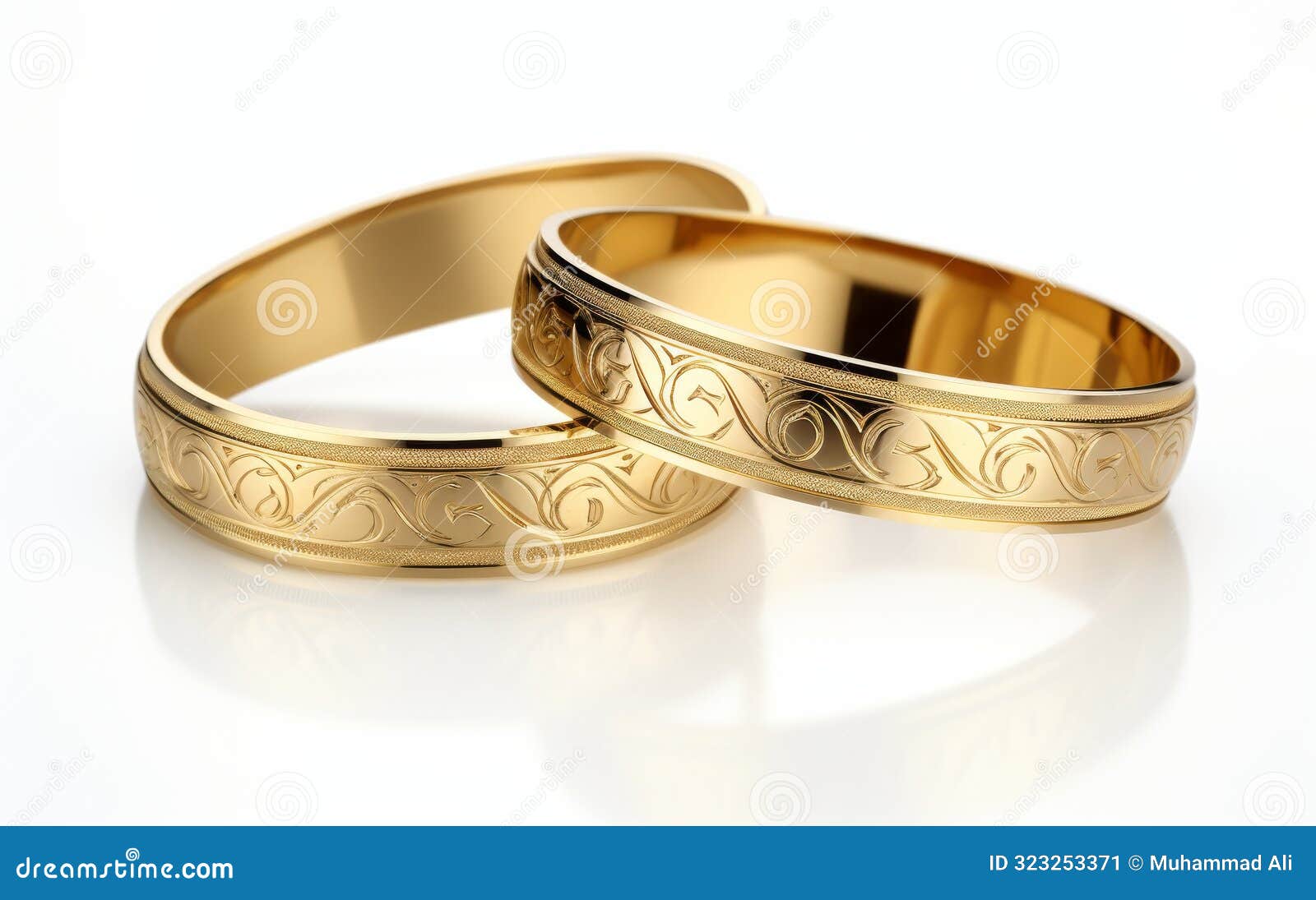 A Two Gold Wedding Rings Side by Side Stock Image - Image of engagement ...