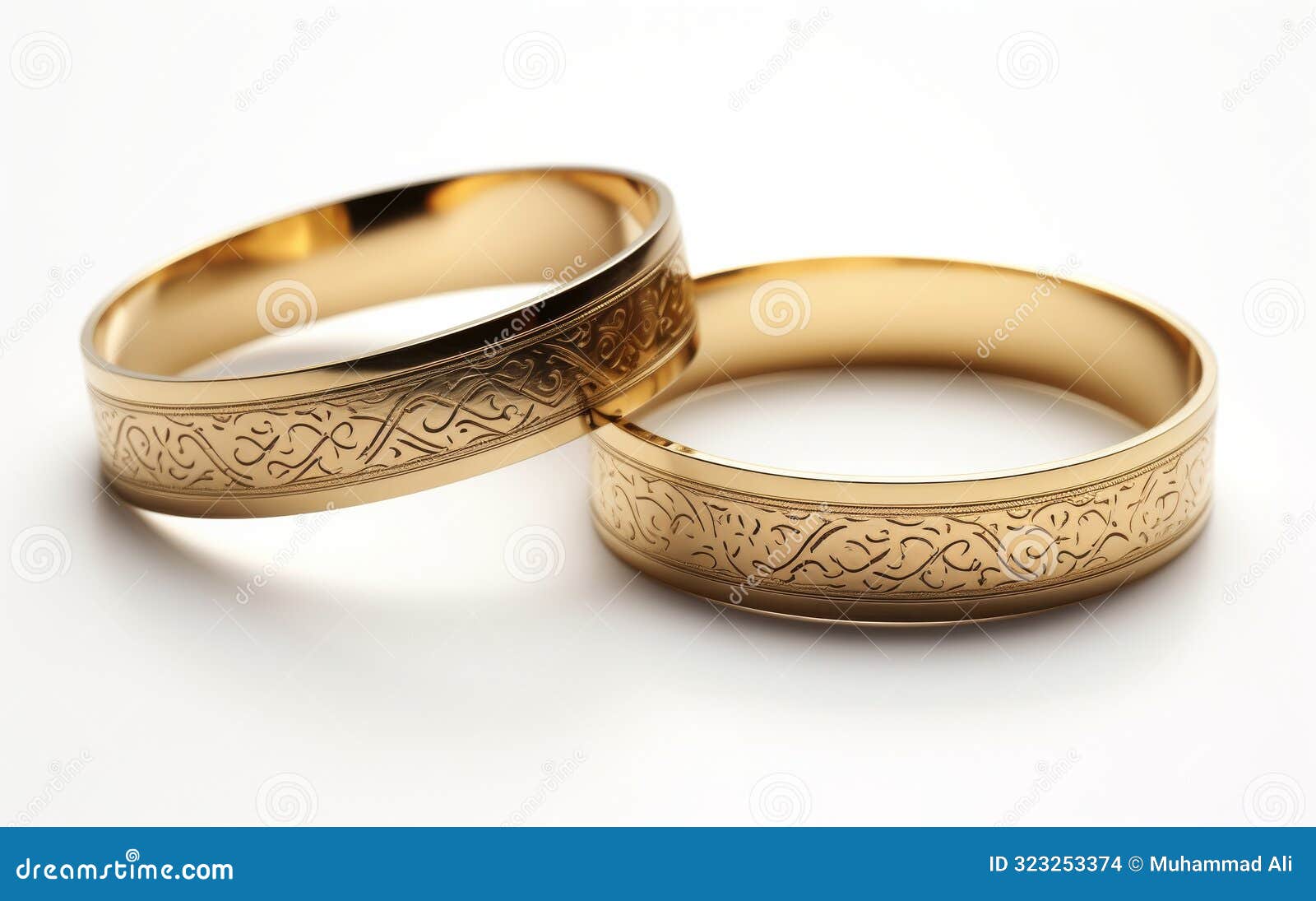 A Two Gold Wedding Rings Side by Side Stock Photo - Image of object ...
