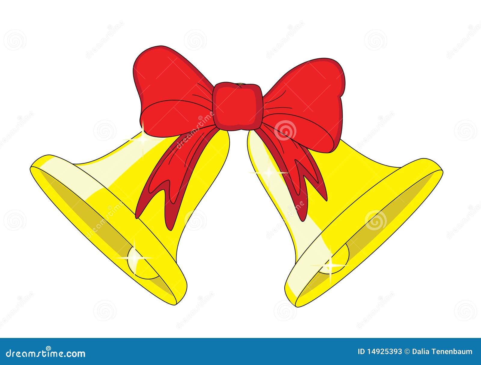 Two Golden Bells with a Red Bow Stock Vector - Illustration of sound ...