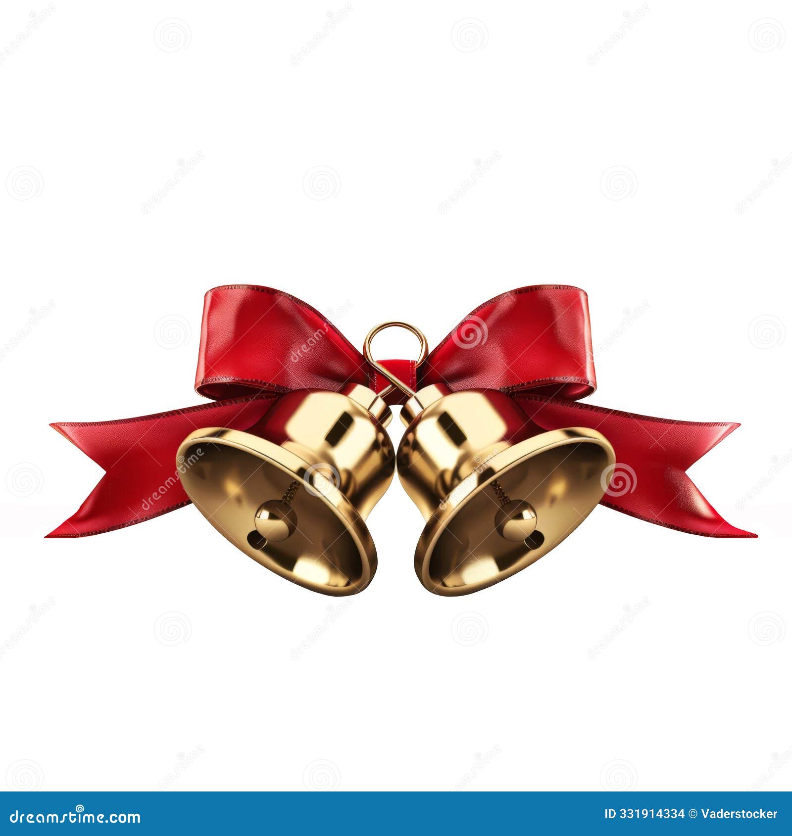 Two Golden Bells Tied Together with a Red Bow Stock Illustration ...