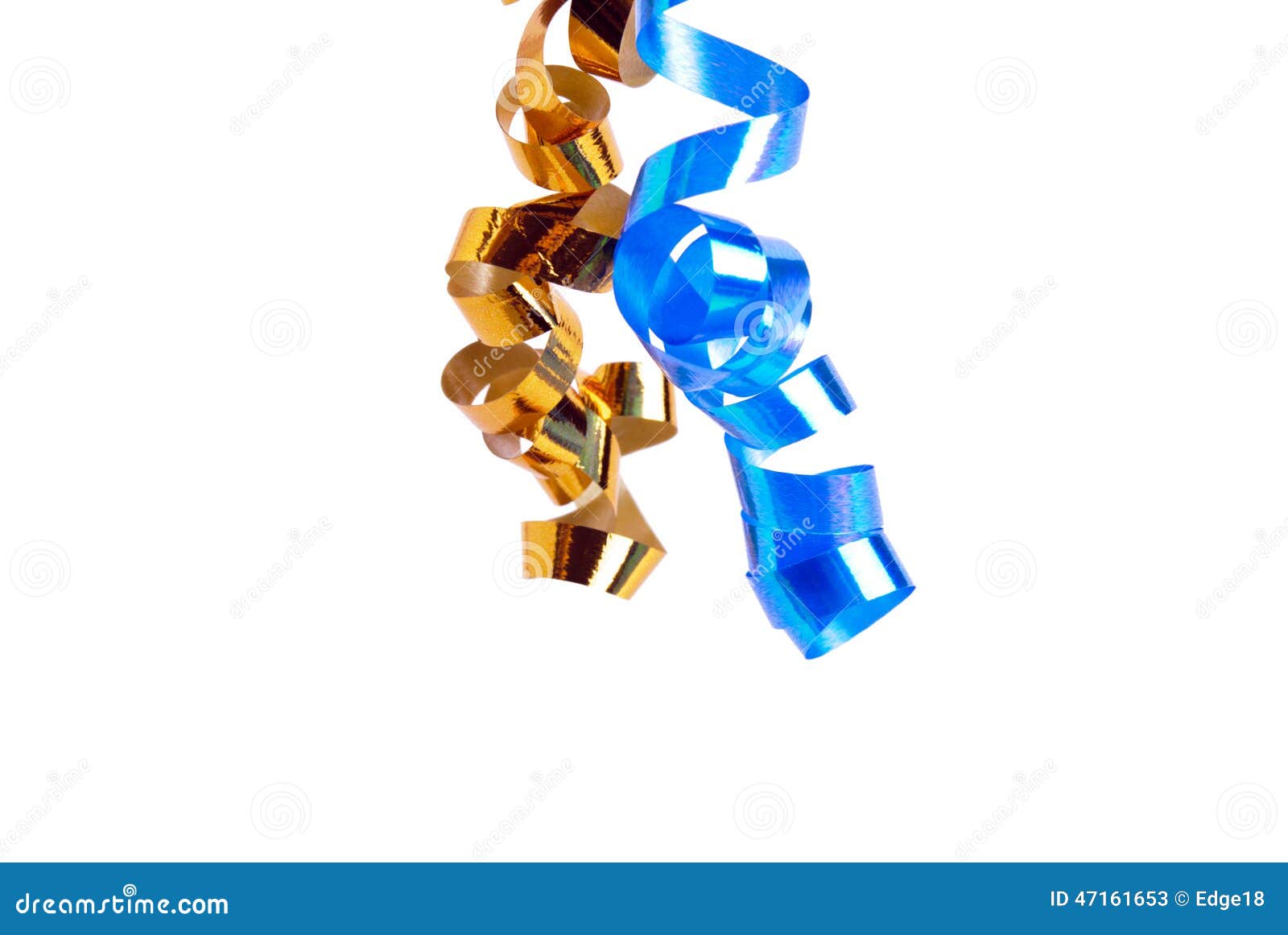 Two Golden and Blue Ribbons Isolated on White Stock Image - Image of ...